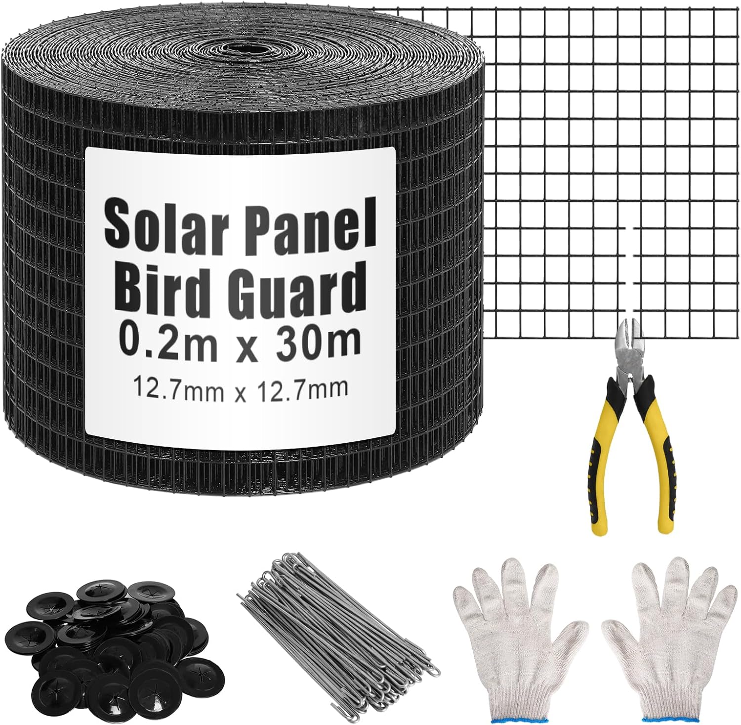 Solar Panel Bird Mesh Kit 8in*100ft Bird Deterrent PVC Wire Gekufa ...