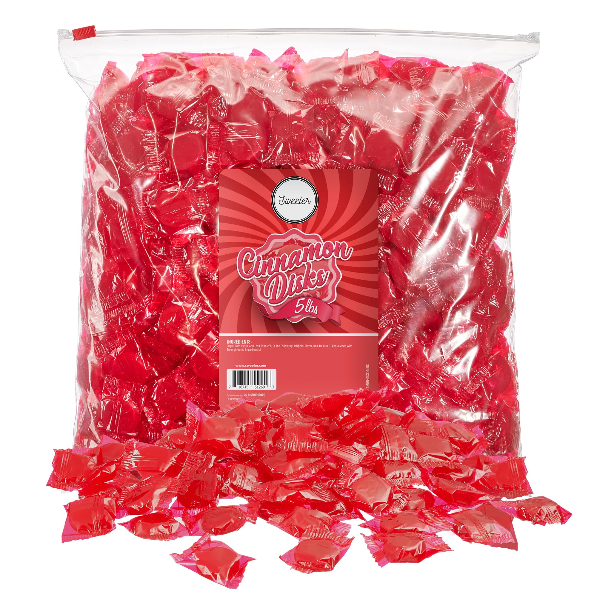 Amazon.com : Cinnamon Disc Candy, Red Disk, Individually Wrapped - 5LB ...