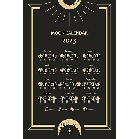 Amazon.com: 2023 Moon Phase Wall Calendar - Hangable Black Lunar Wall ...