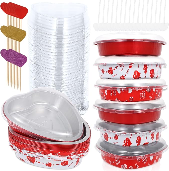 Amazon.com: FUPMILPHRANX 24 Set Heart Shaped Cake Pans 22oz Disposable ...