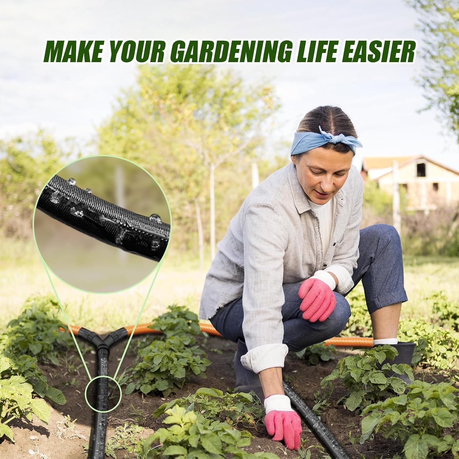 Snapklik.com : Flat Soaker Hose 25ft, Heavy Duty Double Layer Design ...