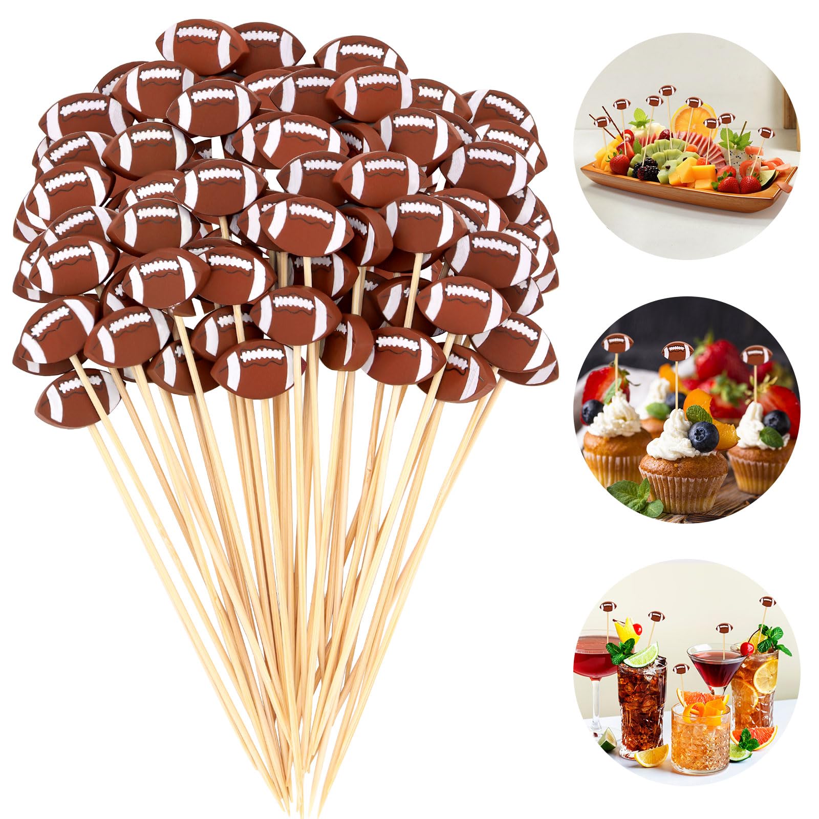 Amazon.com | 100 Pcs Football Toothpicks, 4.72 Inch Football Cocktail ...