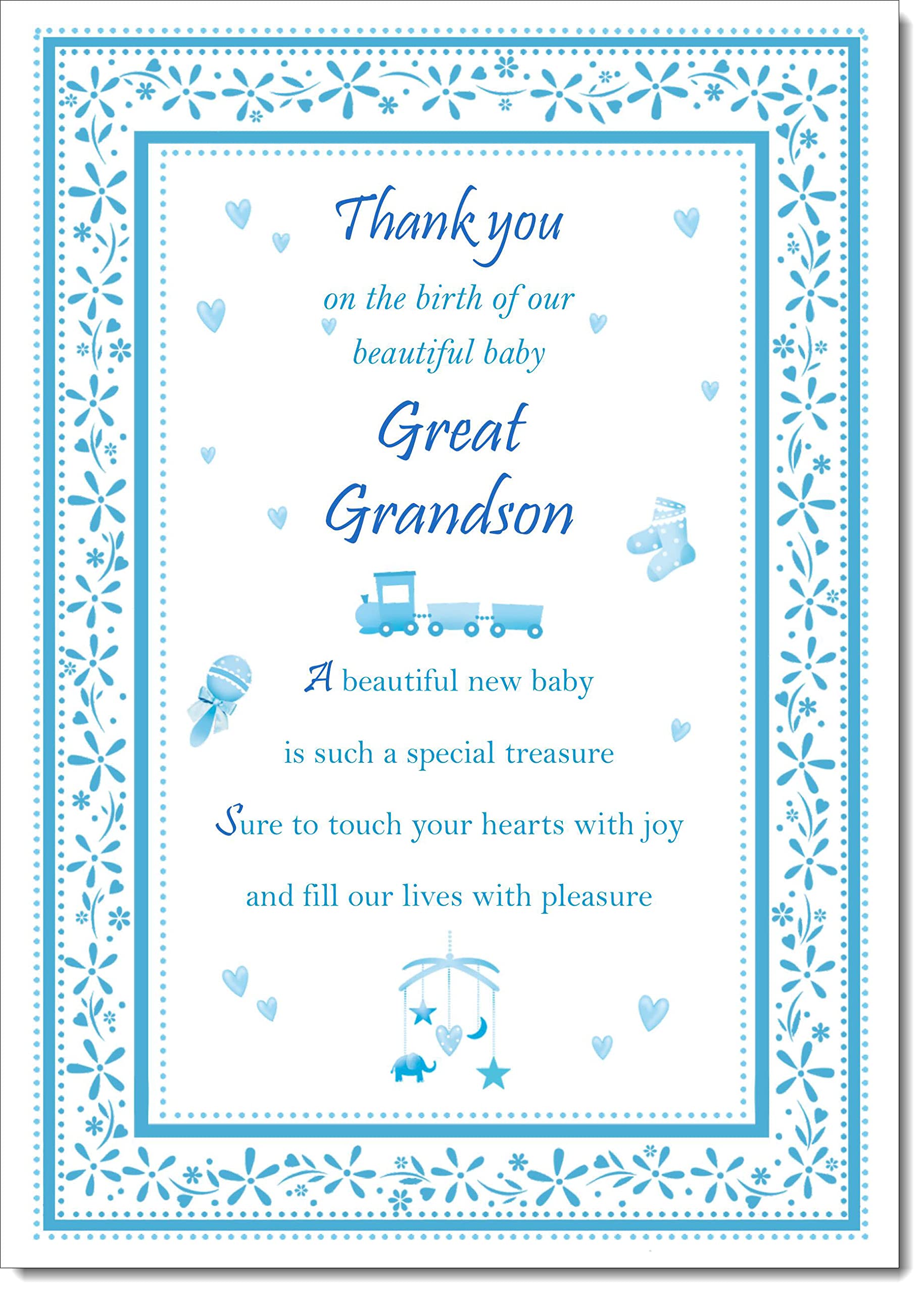 On The Birth Of Our Great Grandson New Baby Boy Congratulations Card ...