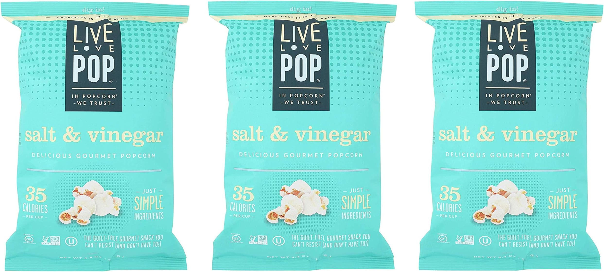 Amazon.com: Live Love Pop, Popcorn Salt and Vinegar, 4.4 oz (Three Pack)
