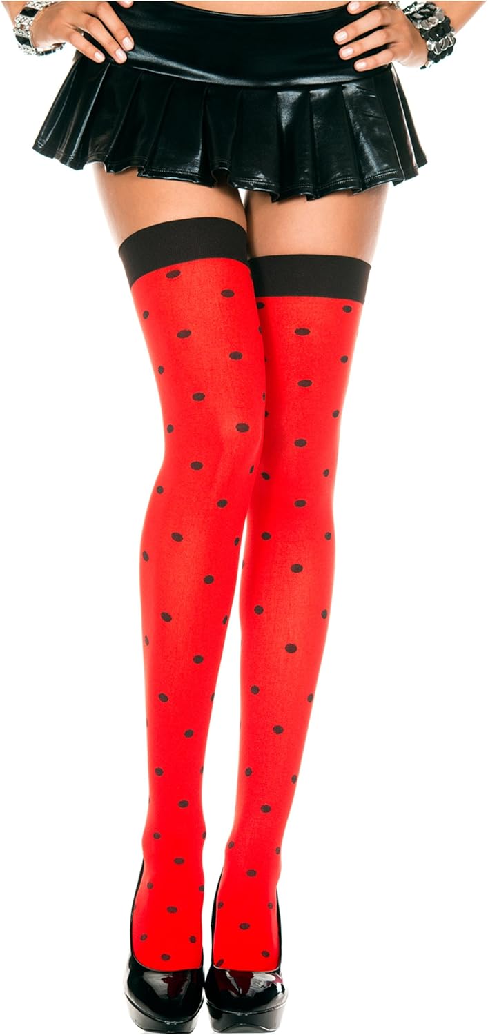 Amazon Red W Black Poka Dots Thigh Highs One Size Clothing