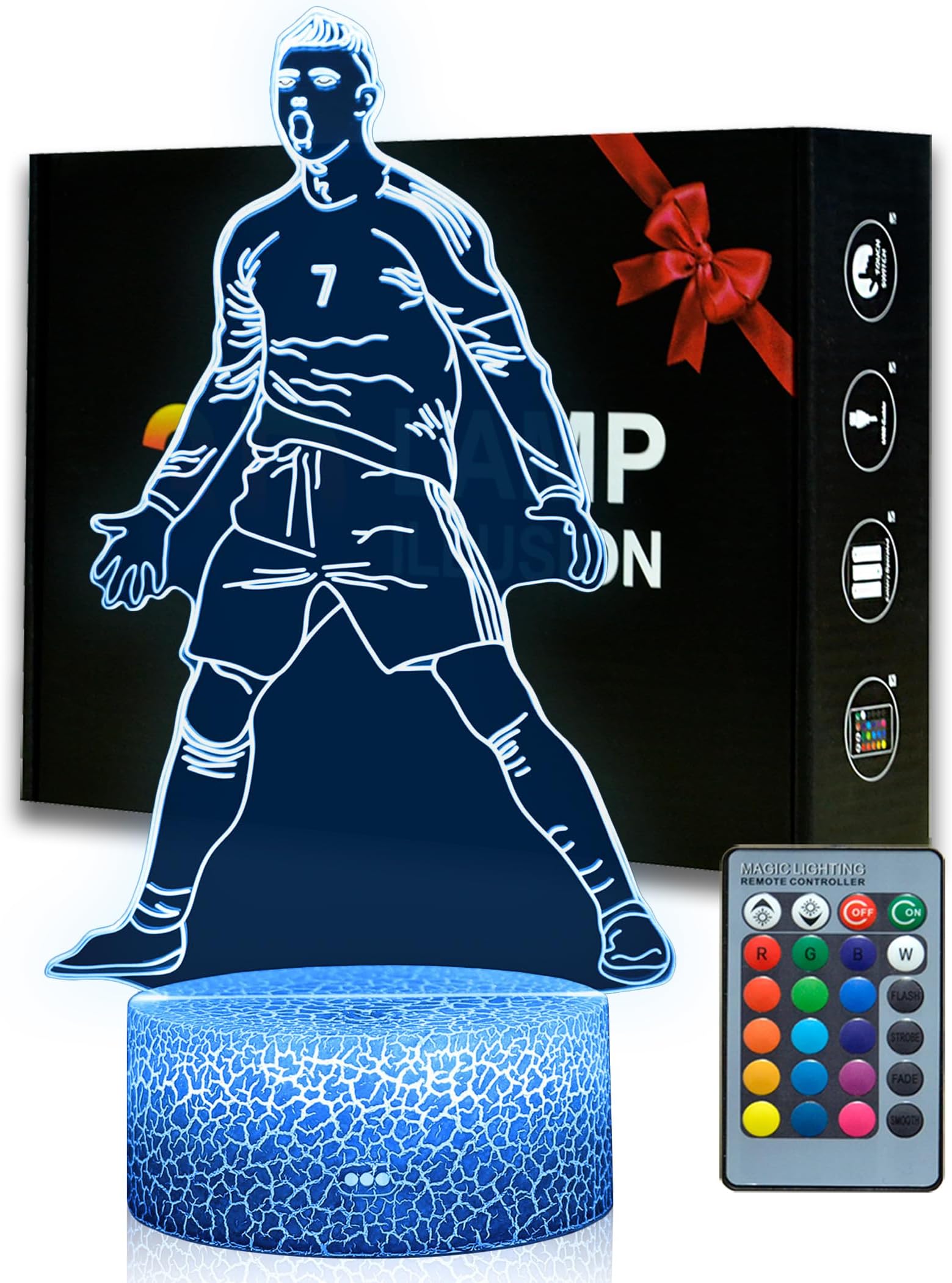 Magiclux 3D Illusion NO.7 Soccer Player Night Light,16 Colors Changing ...