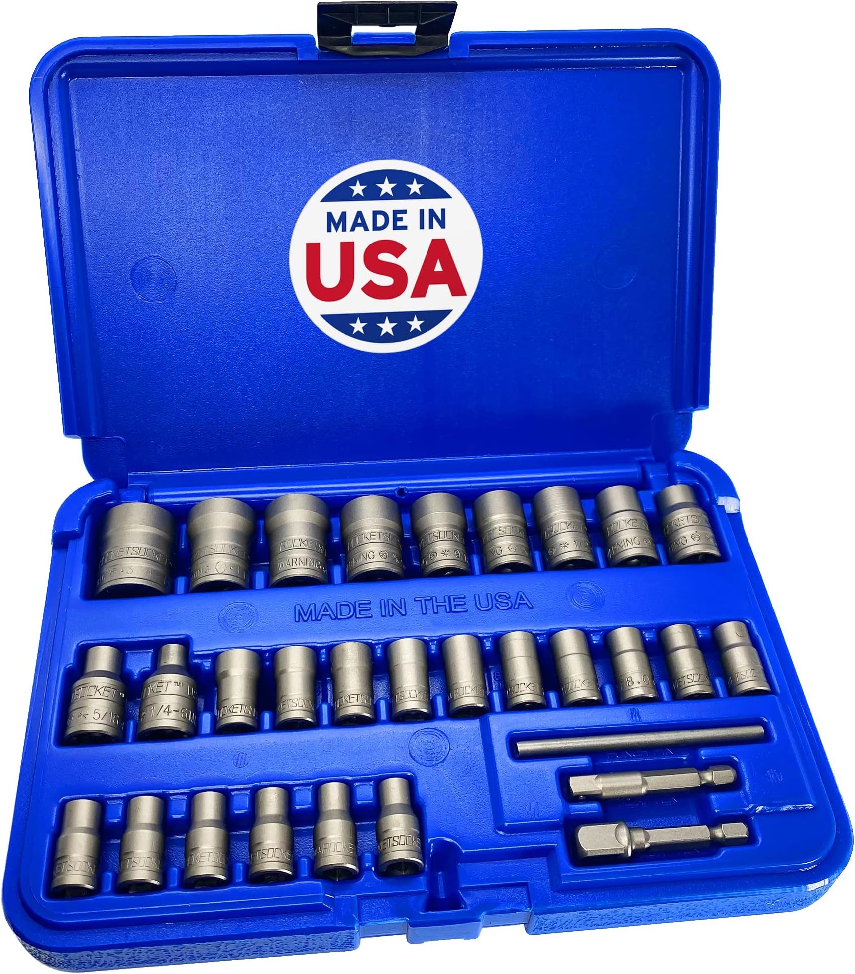 Rocketsocket | 30 Piece Extraction Socket Tool Set | ¼ in. and ⅜ in ...