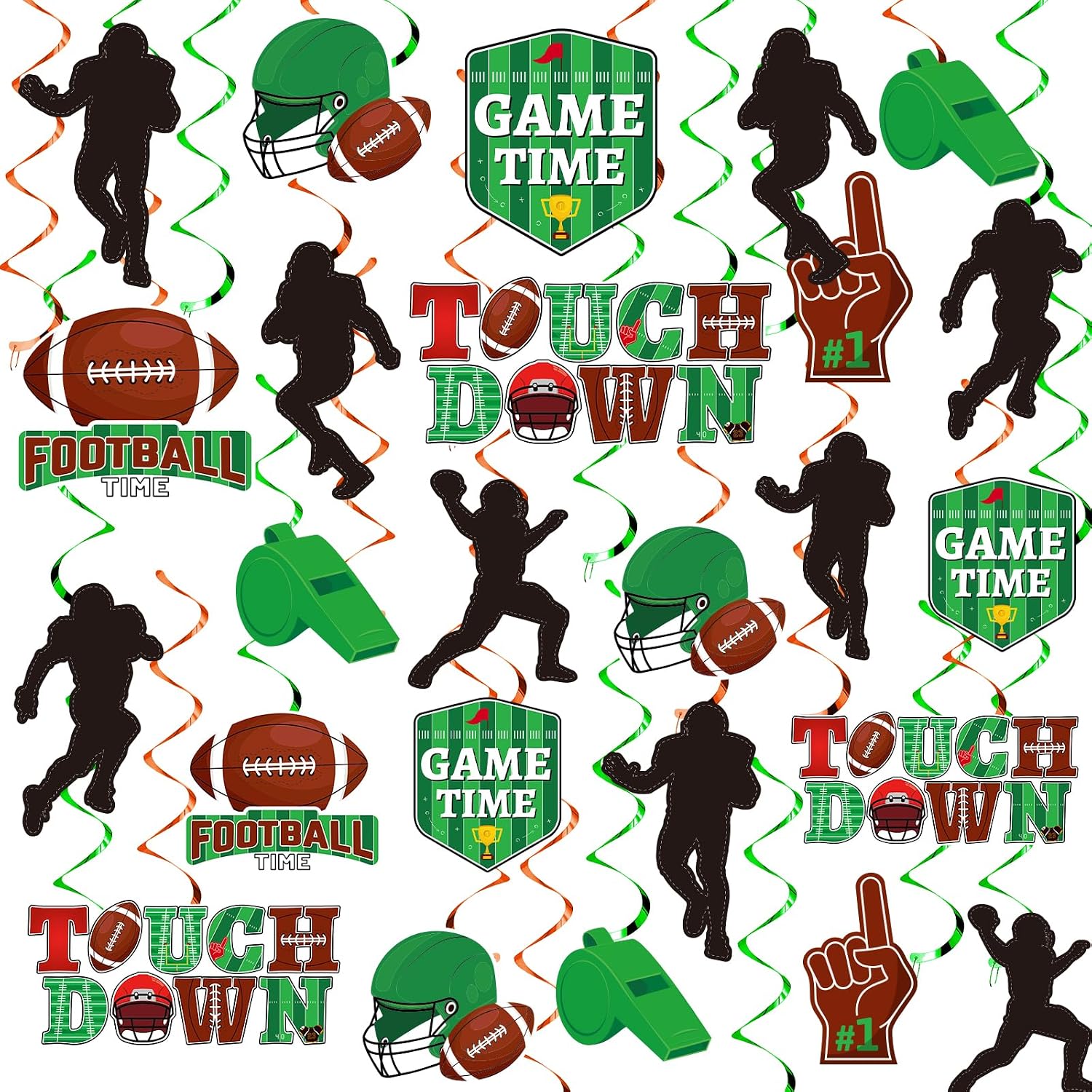 Amazon.com: 48pcs Football Hanging Swirls Decorations Football Birthday ...