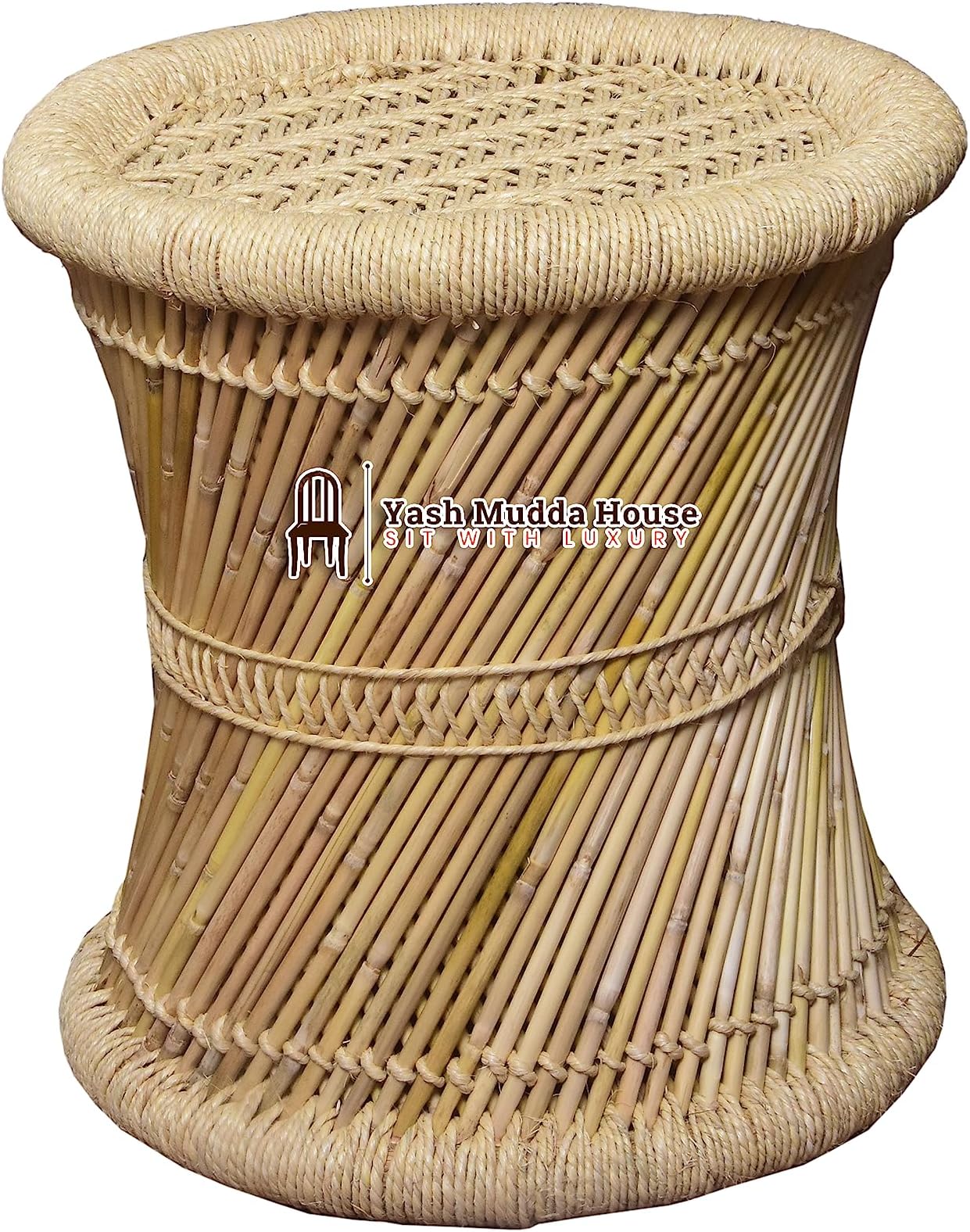 KAM Home Bamboo MUDDA Stool 38 * 38 CM /Stool/Muddha/Mudda for Outdoor ...