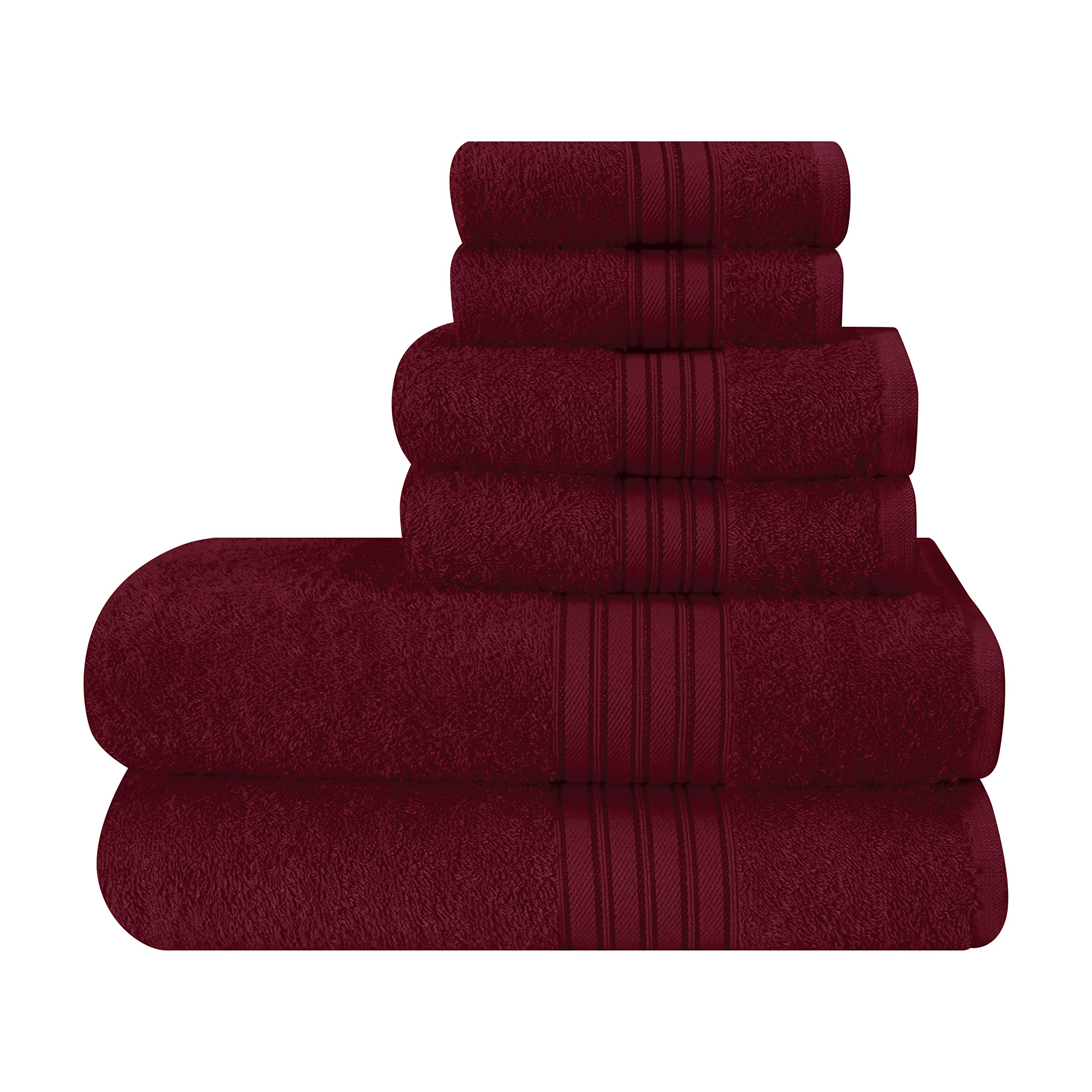 Amazon.com: BOUTIQUO 6 Pack Cotton Towel Set, Contains 2 Bath Towels ...