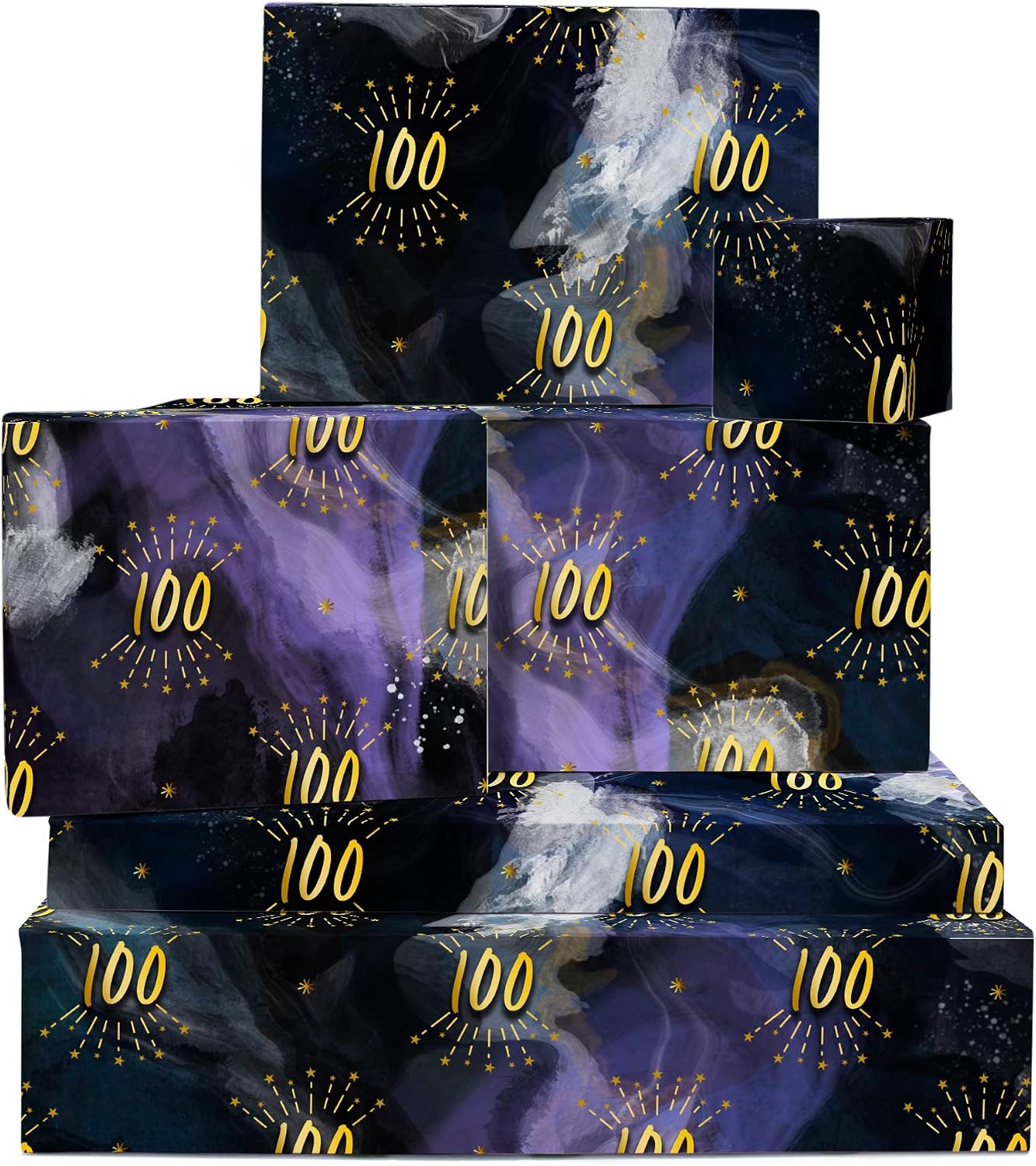 Amazon.com: CENTRAL 23 Black Wrapping Paper - 6 Sheets of Milestone ...