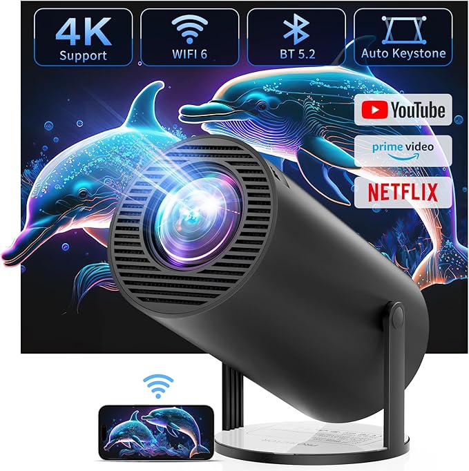 CLOKOWE Portable 4K Mini Projector with WiFi and Bluetooth - 【Built-in ...