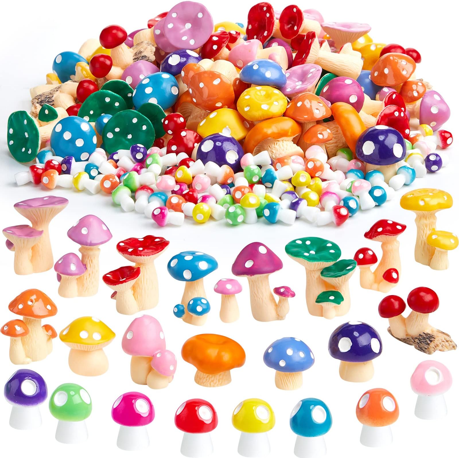 Amazon.com : RoundFunny 126 Pcs Tiny Resin Mushrooms Luminous Mini ...