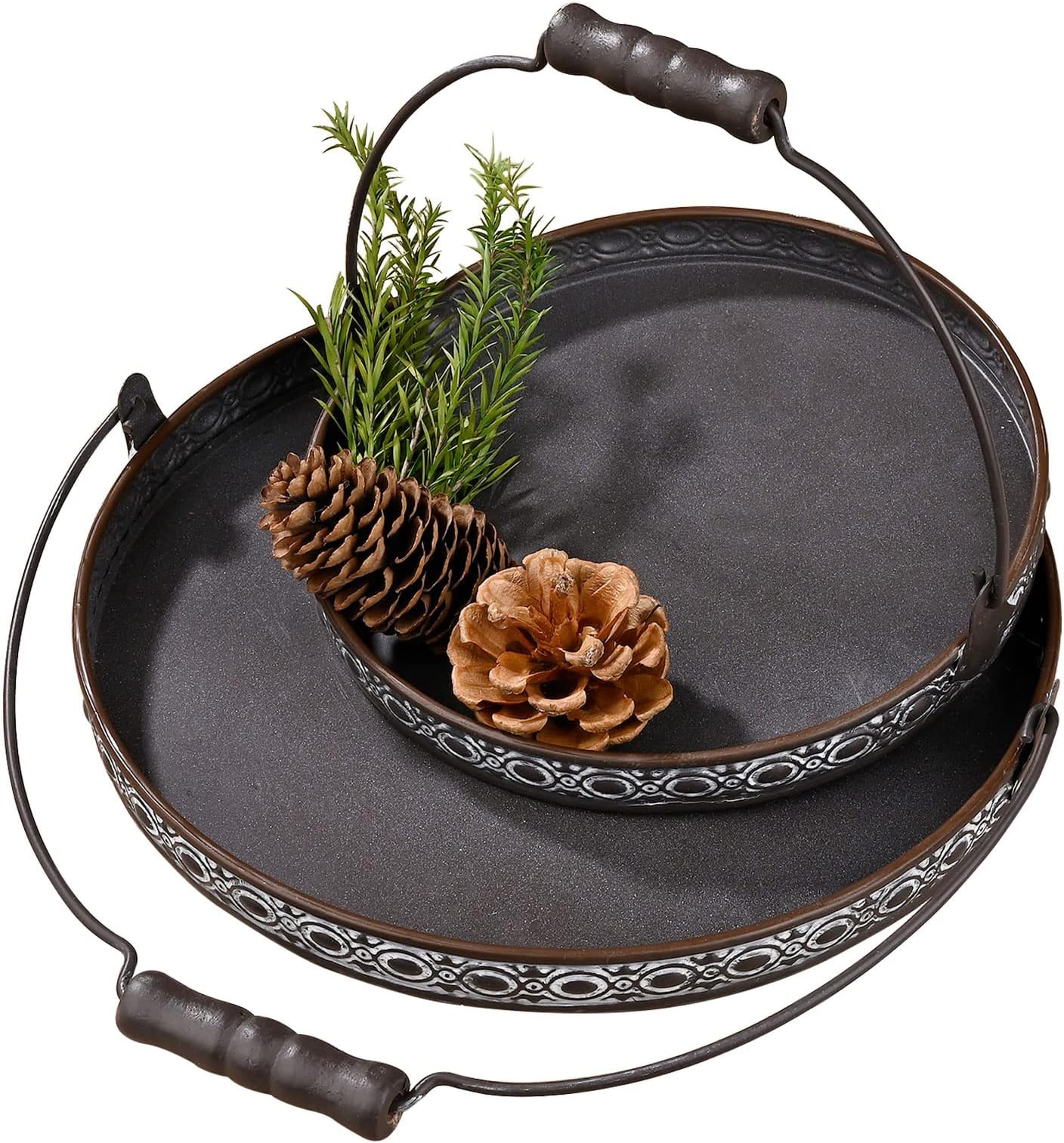 Amazon.com: Yardivative Rustic Serving Tray with Handle, Decorative ...
