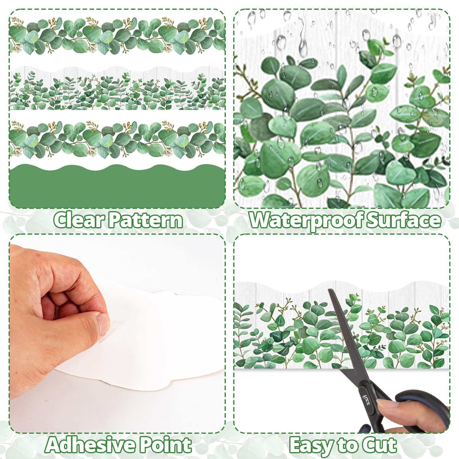 Snapklik.com : 85ft Bulletin Board Borders Decorations, Eucalyptus ...