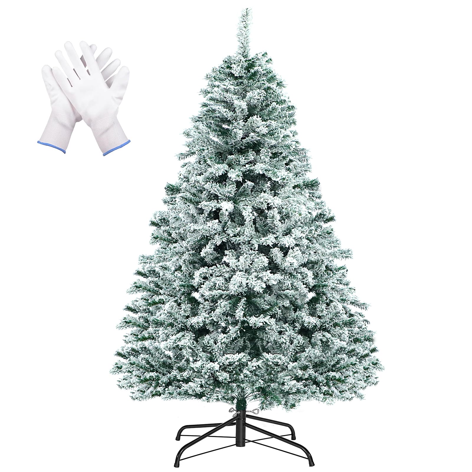 Amazon.com: 7ft Pine Flocked Artificial Holiday Christmas Tree for Home ...