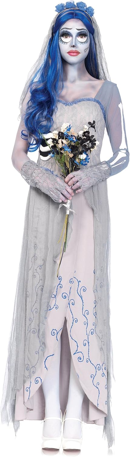 Amazon.com: Leg Avenue Women's 4 Piece Corpse Bride Costume, Grey/Blue ...