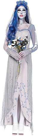 Amazon.com: Leg Avenue Women's 4 Piece Corpse Bride Costume, Grey/Blue ...