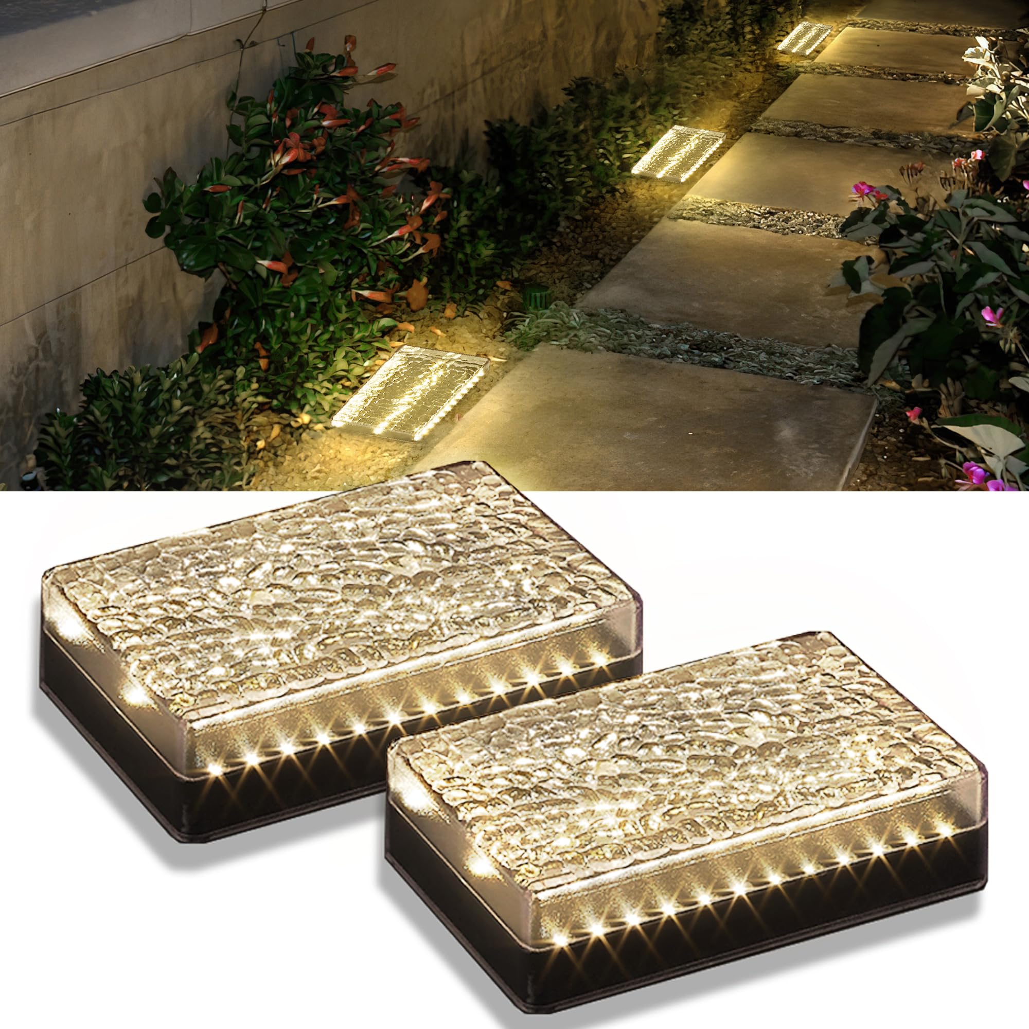 SHONELIGHTING Solar Paver Outdoor Lights, 6x9 Recessed Brick Light ...