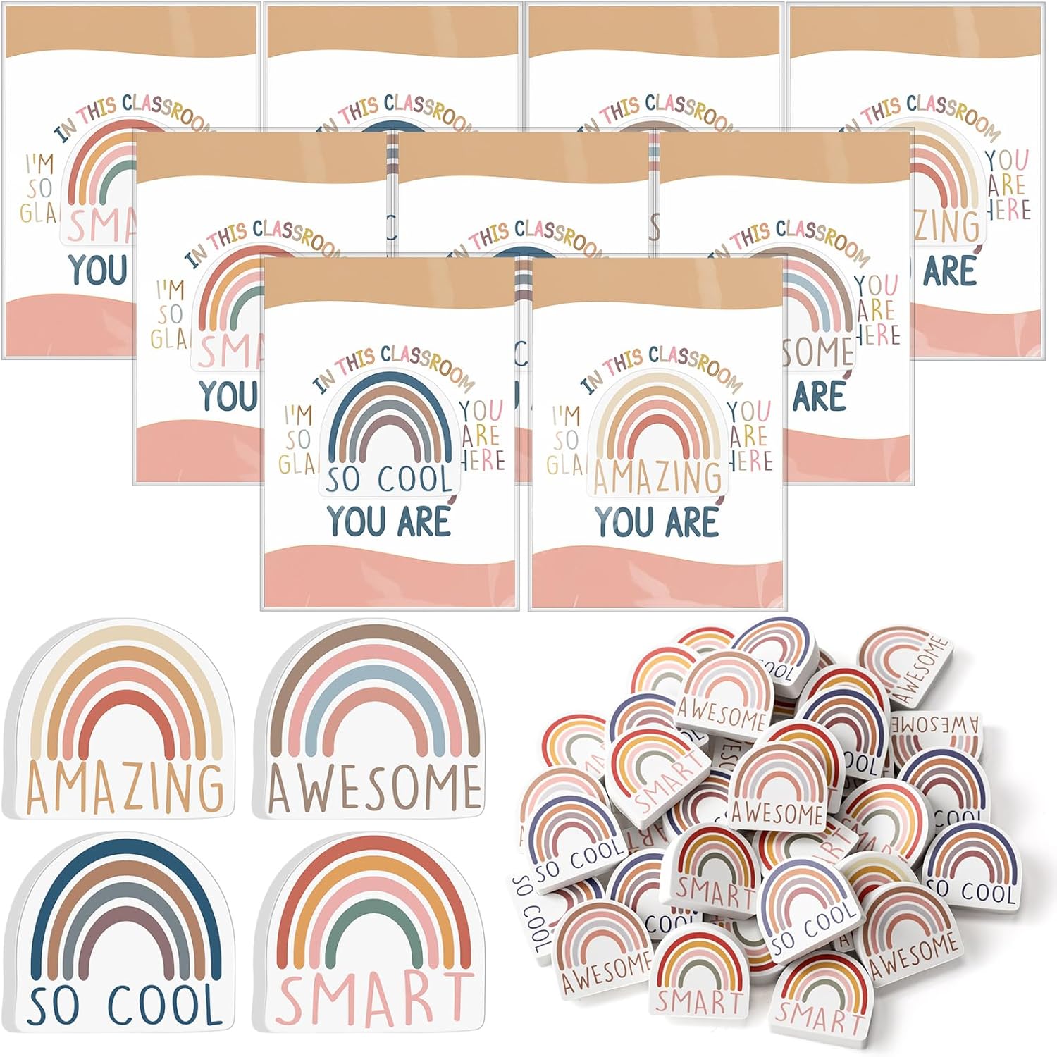 Amazon.com: Feifeiya 80 Sets You are Amazing Rainbow Erasers Bulk ...