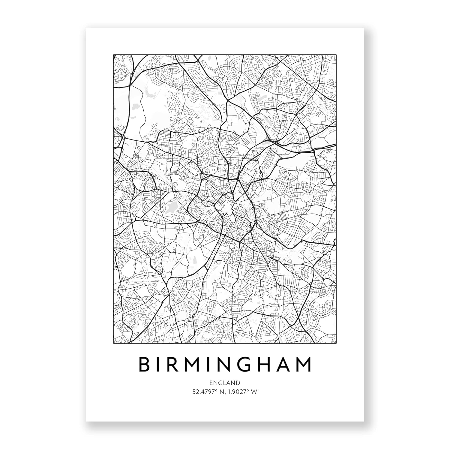 Birmingham Map Print, City Map Picture, Unframed Poster, Birmingham ...