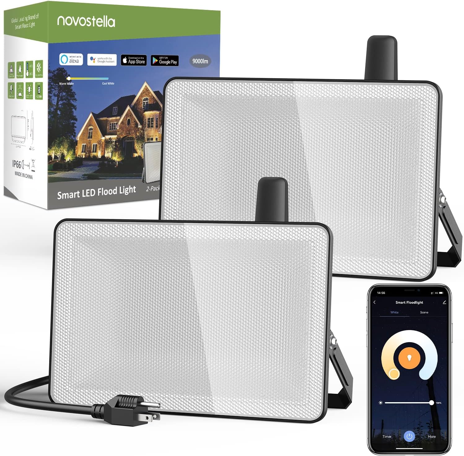 NOVOSTELLA Smart Led Flood Lights Outdoor 200w Equivalent, Halloween ...