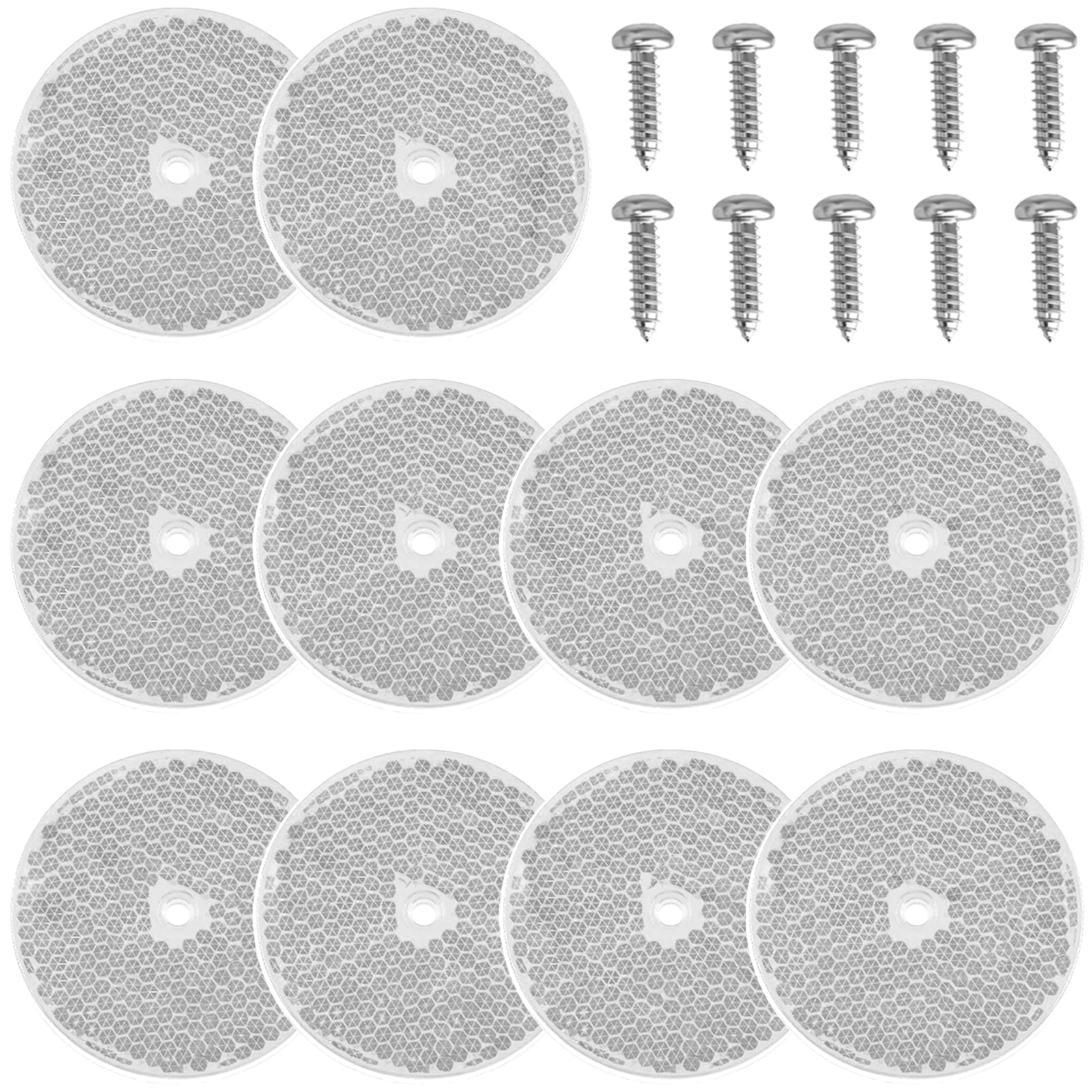 Amazon.com: smseace 10Pack White Round Reflectors with 10pcs Stainless ...