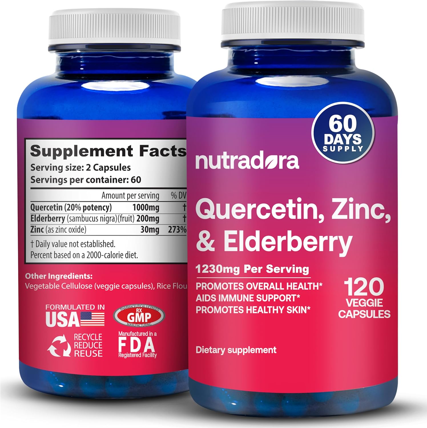 Amazon.com: Nutradora Quercetin 1000mg Veggie Capsules, Non-GMO ...