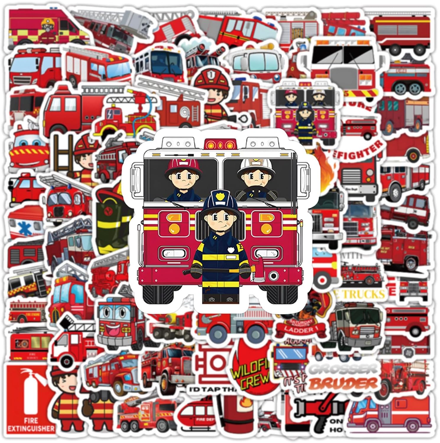 Amazon.com: 100Pcs Fire Truck Stickers, Fire Fighting Engine Vehicles ...