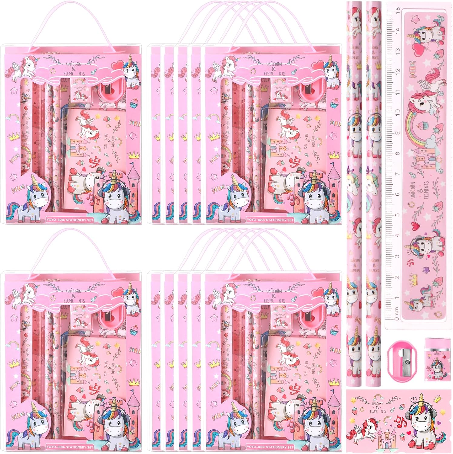 Amazon.com : Weekgrat 12 Set Unicorn School Supplies Gift for Student ...