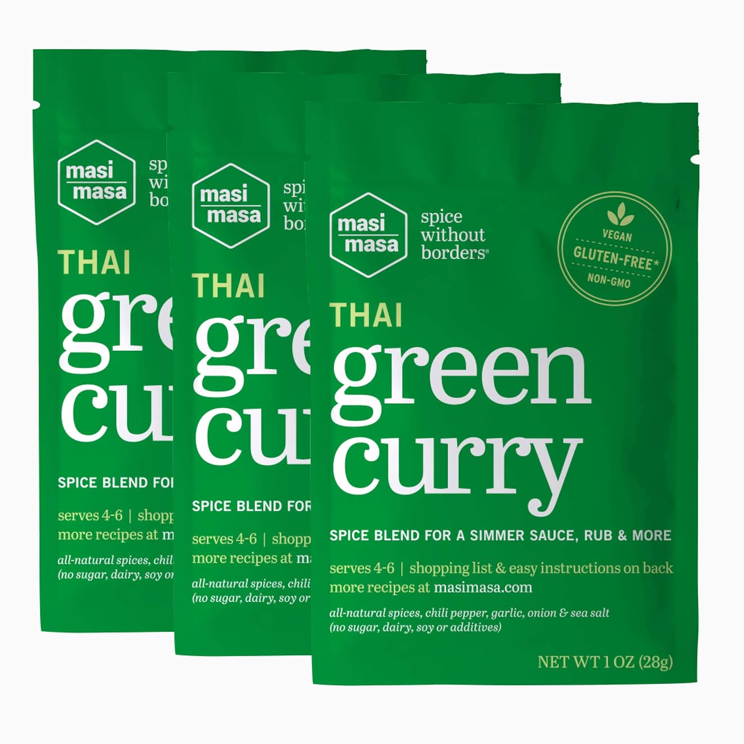Amazon.com : MASI MASA Thai Green Curry Spice Blend(3 pack), Curry ...