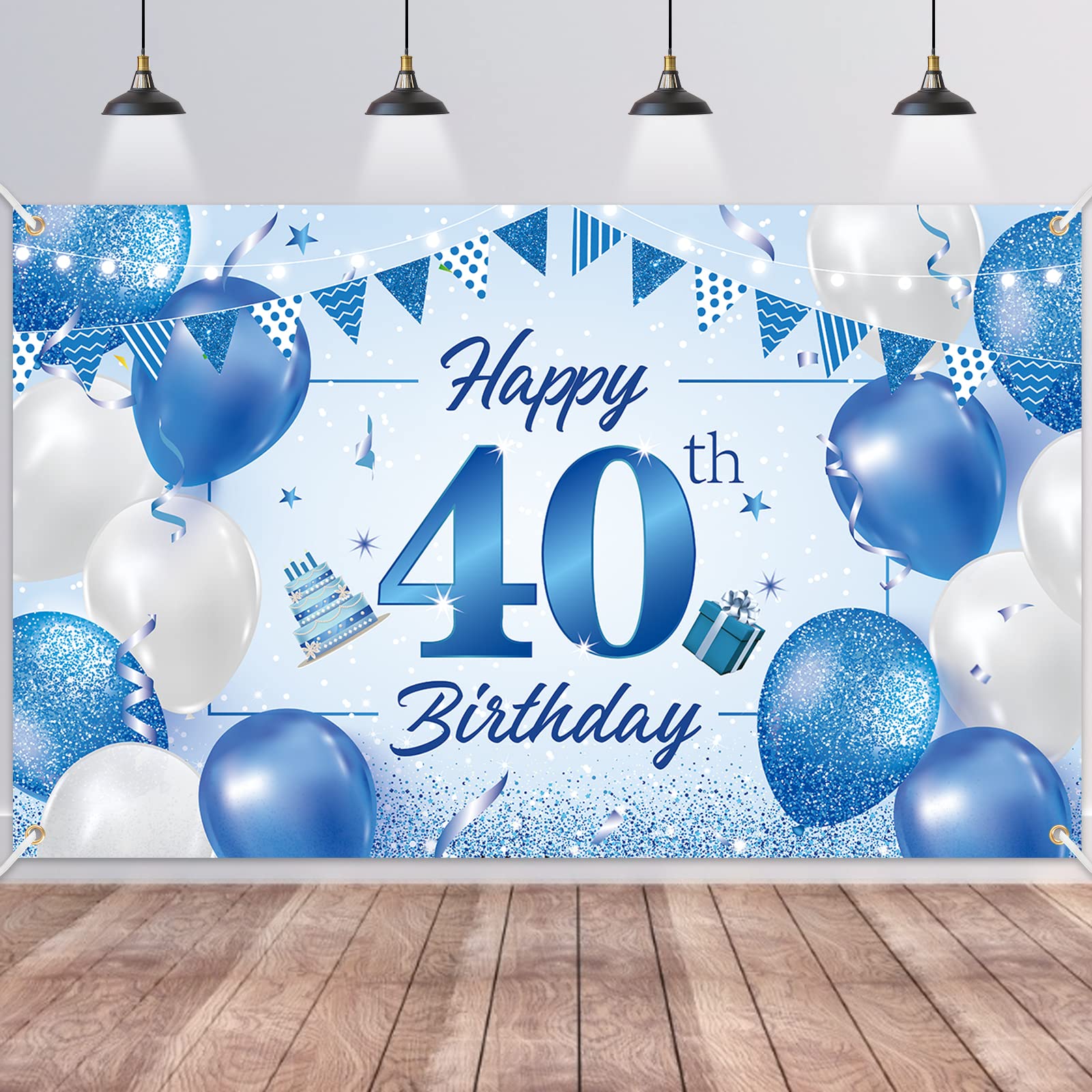 Buy 40th Birthday Backdrop Banner,BTZO Happy 40th Birthday Decorations ...