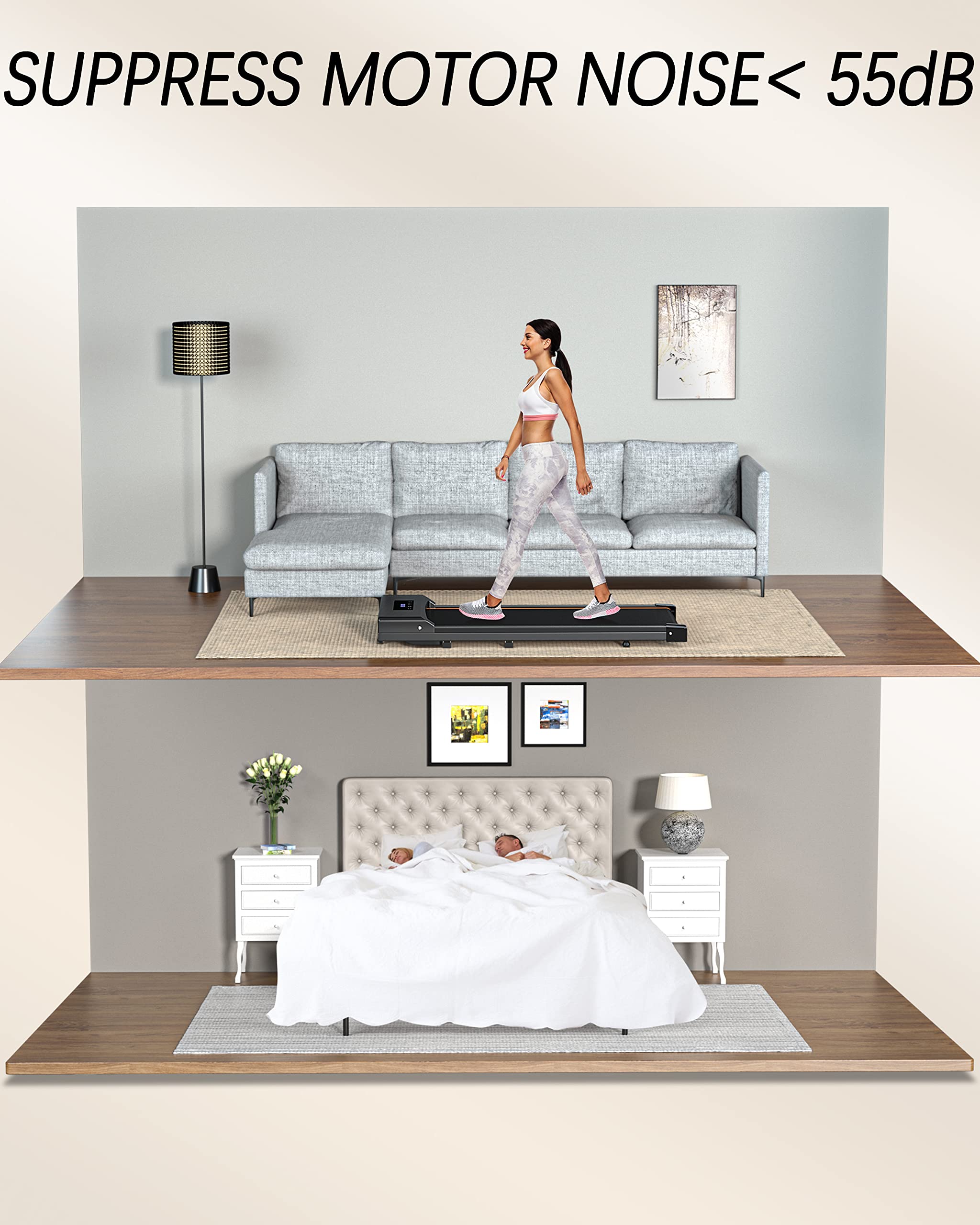 Snapklik.com : Under Desk Treadmill Walking Pad 2 In 1 Walkstation Jogging Running Portable ...