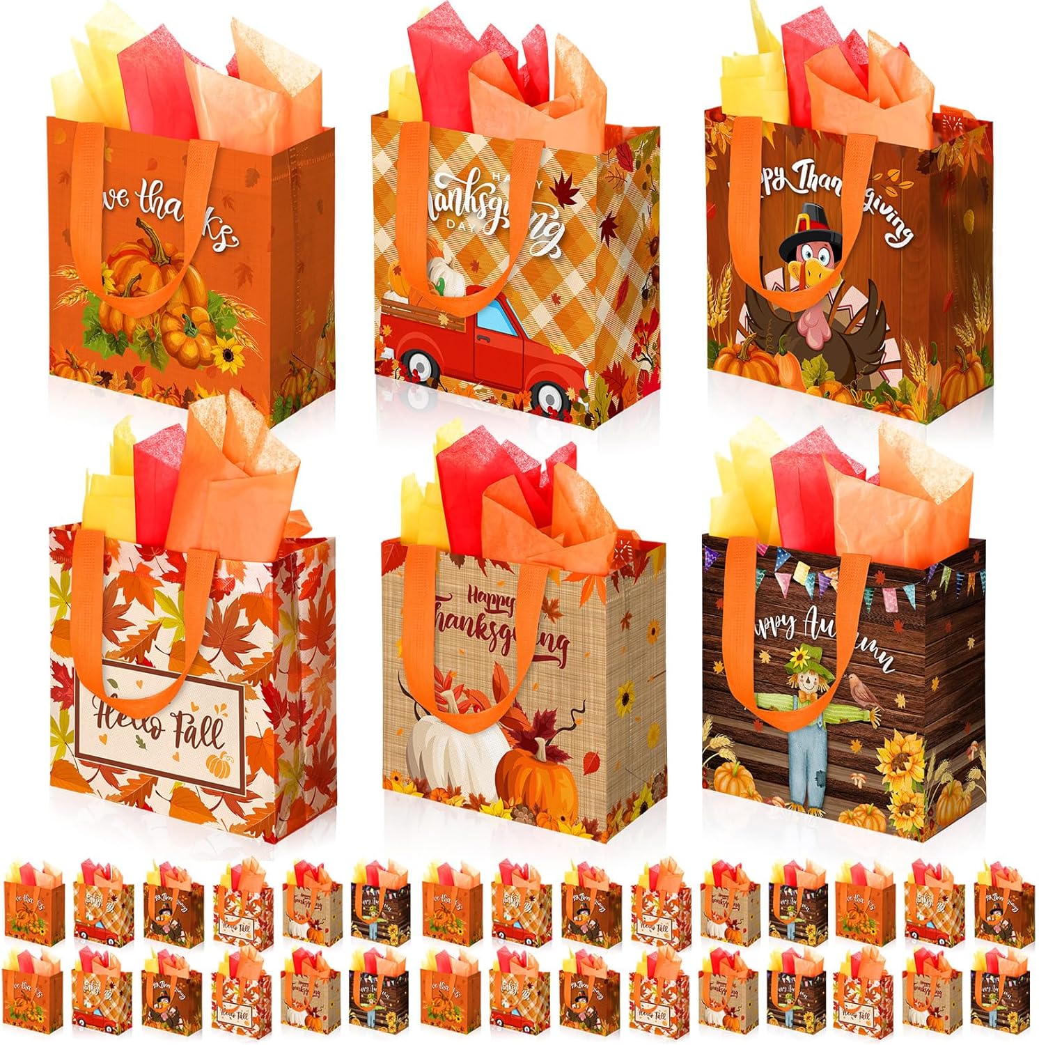 Amazon.com: Sweetude 36 Pack Thanksgiving Non Woven Tote Bags Bulk ...