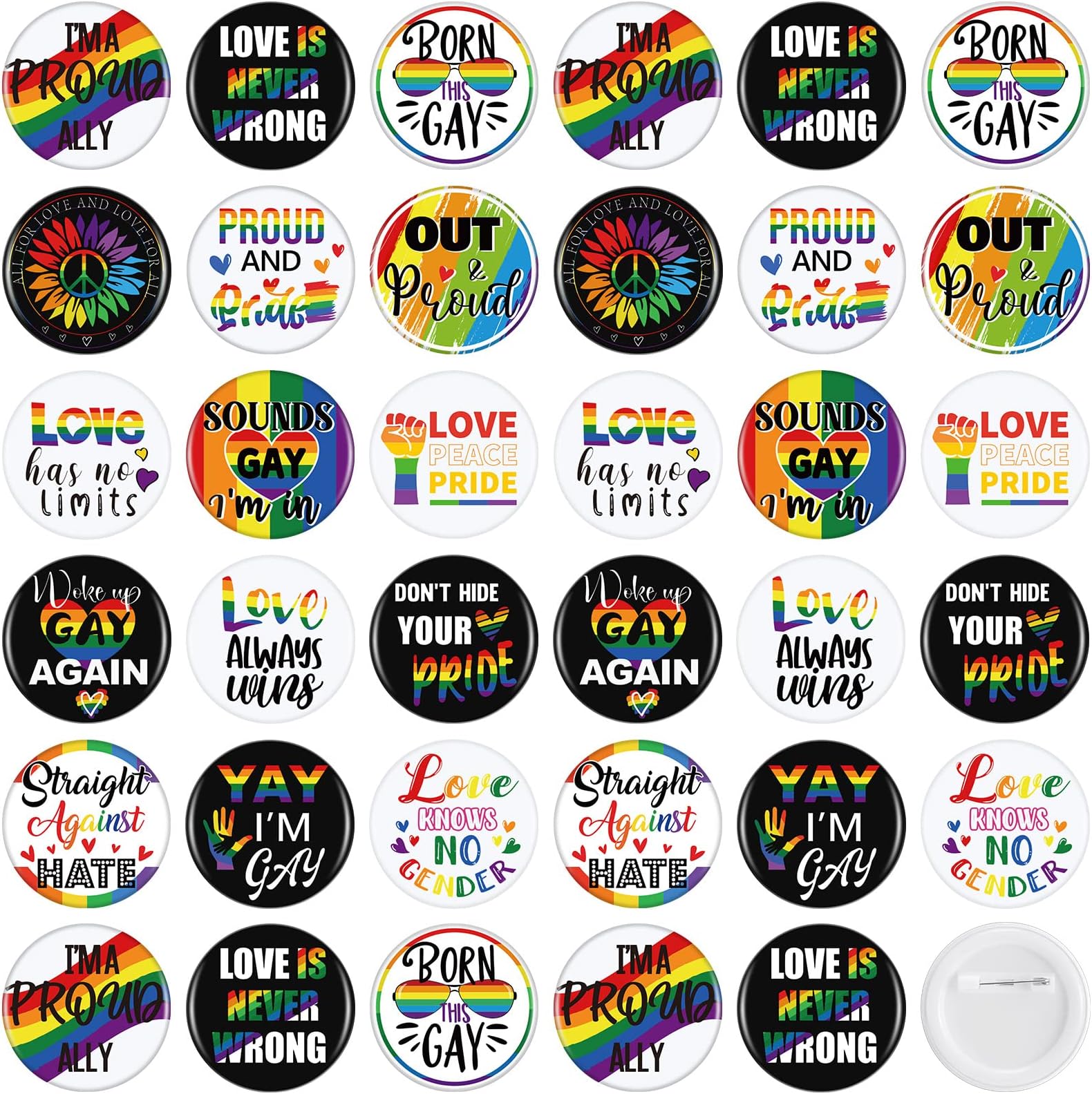 Amazon.com: Kigeli 150 Pcs Gay Pride Pins Rainbow LGBTQ Pronoun Button Pin LGBT Lapel Pins ...