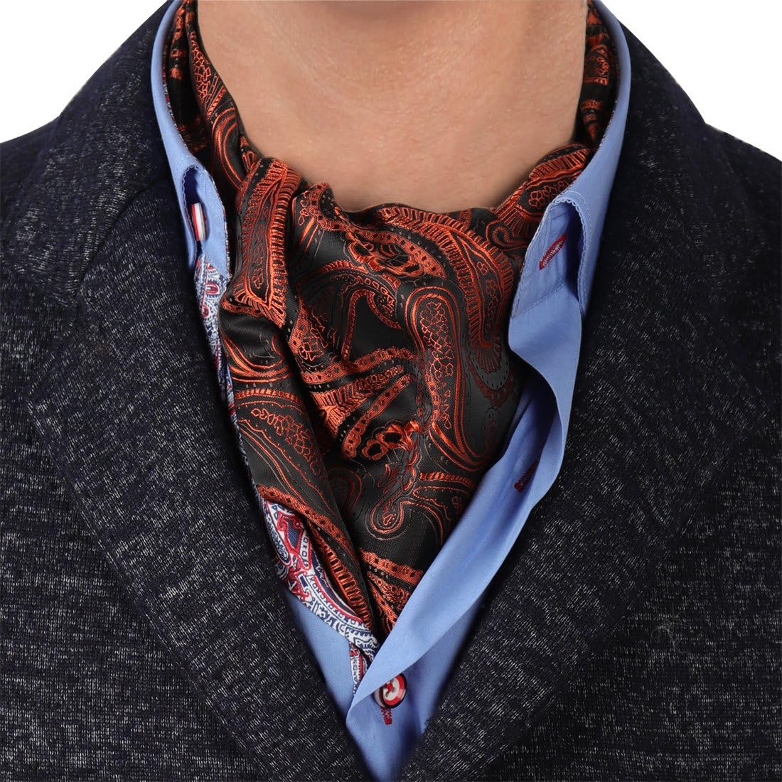 Amazon.com: Epoint Patterned Men Cravats 100% Silk Orange Self Cravat ...