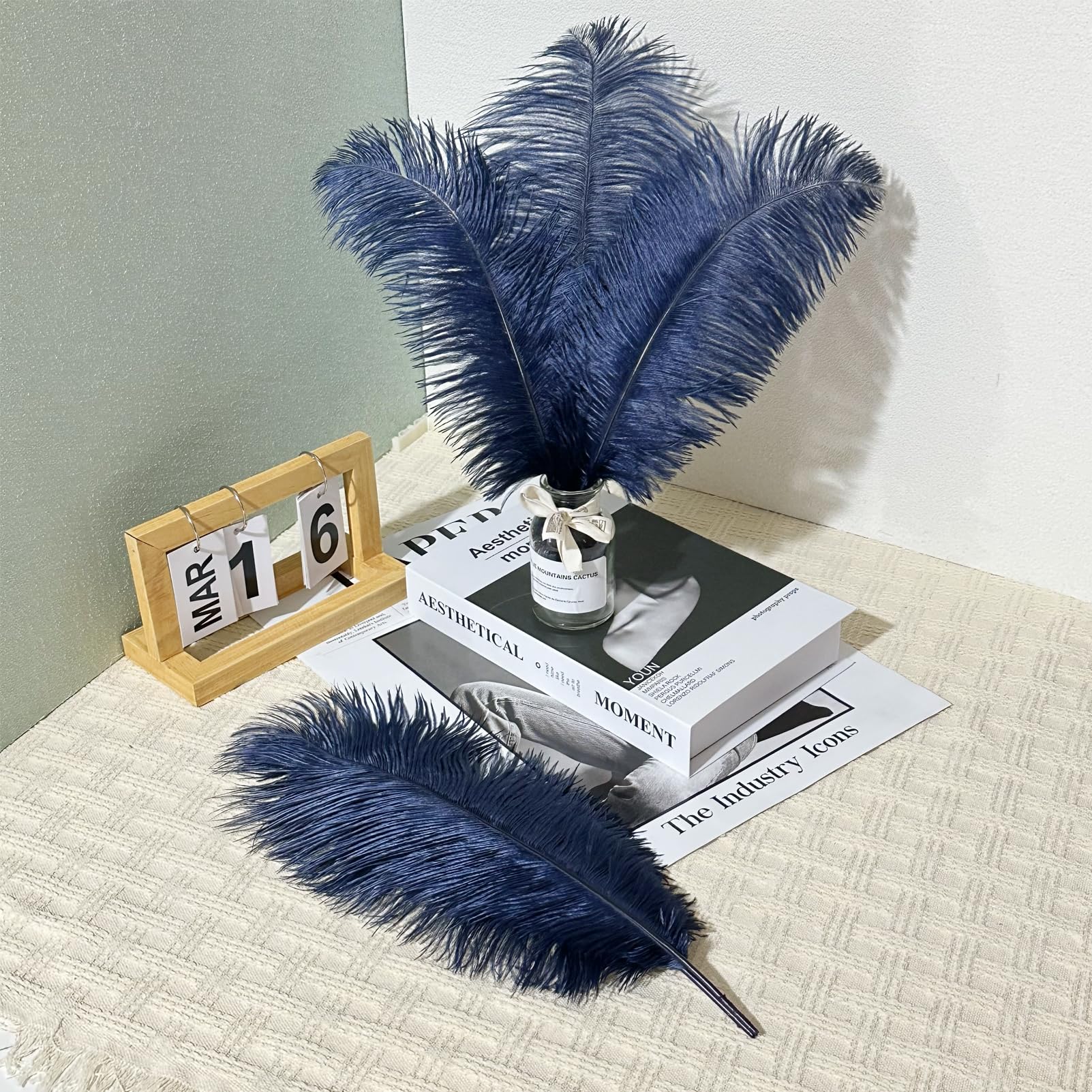 Navy Blue Wedding Feather Centerpieces