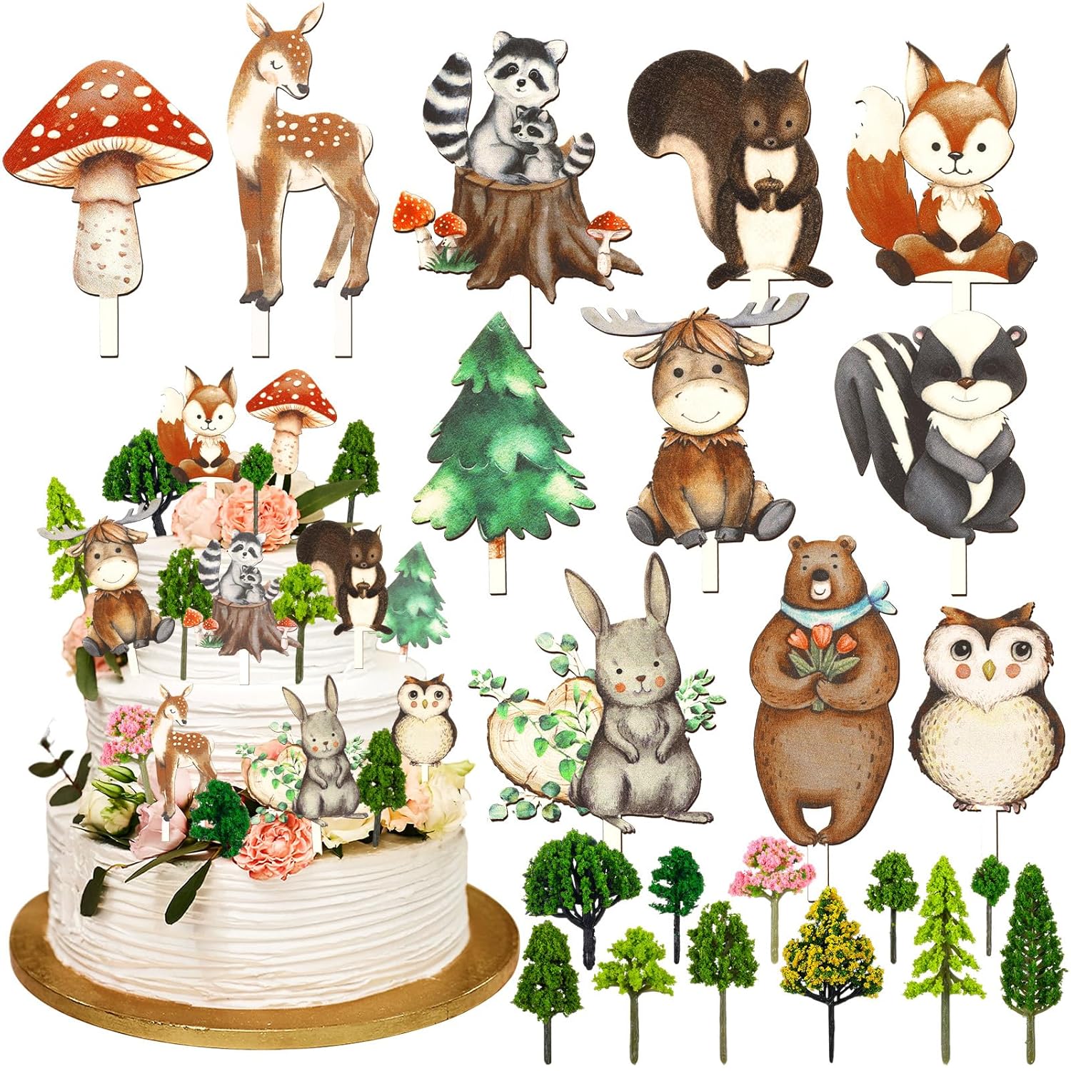 Amazon.com: Feekoon 12 Pcs Woodland Animals Figures Forest Painted ...