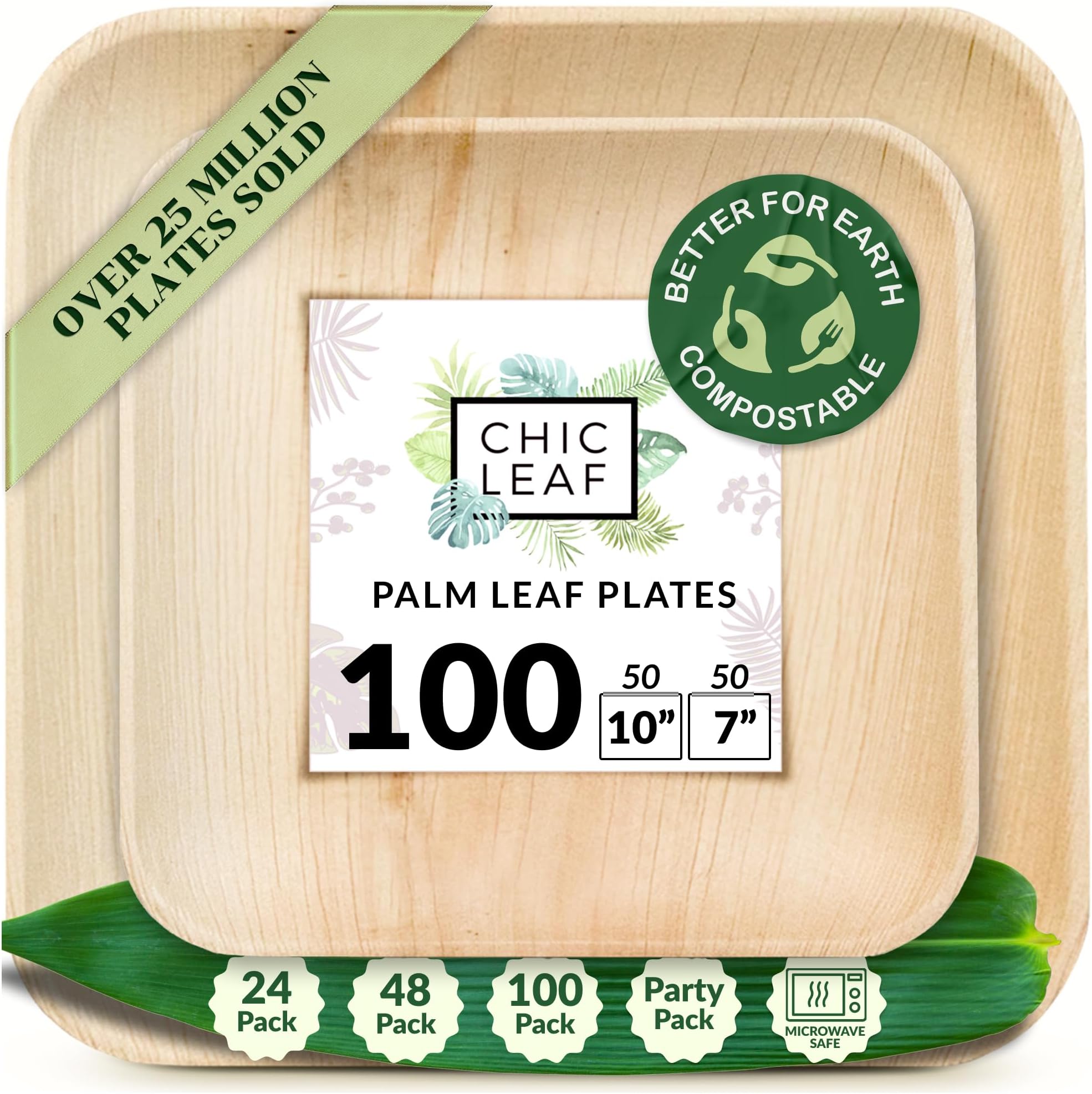Amazon.com: BIOZOYG Disposable Plates 200 Pack 6 Inch Square Palm Leaf ...