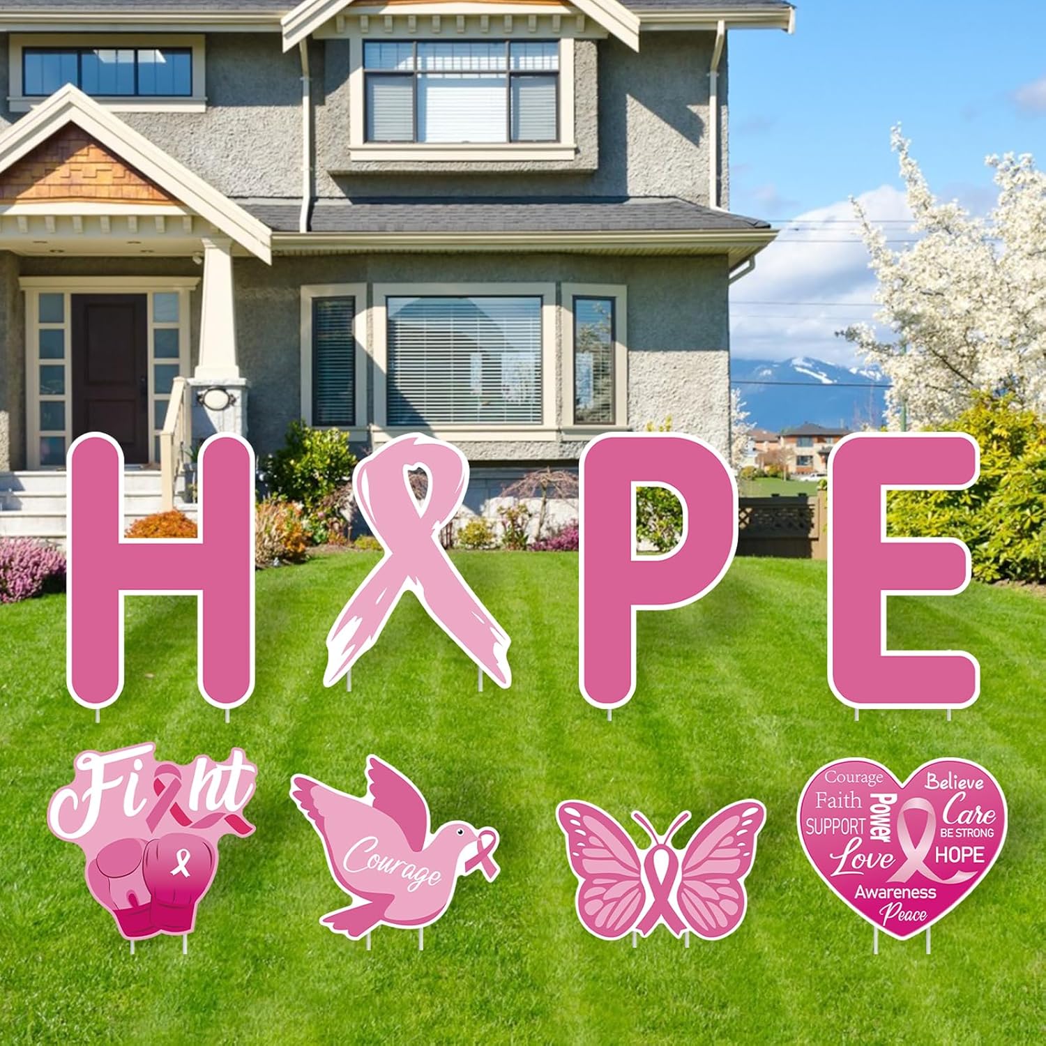 Amazon.com : 8PCS Breast Cancer Awareness Decorations Outdoor,Pink ...