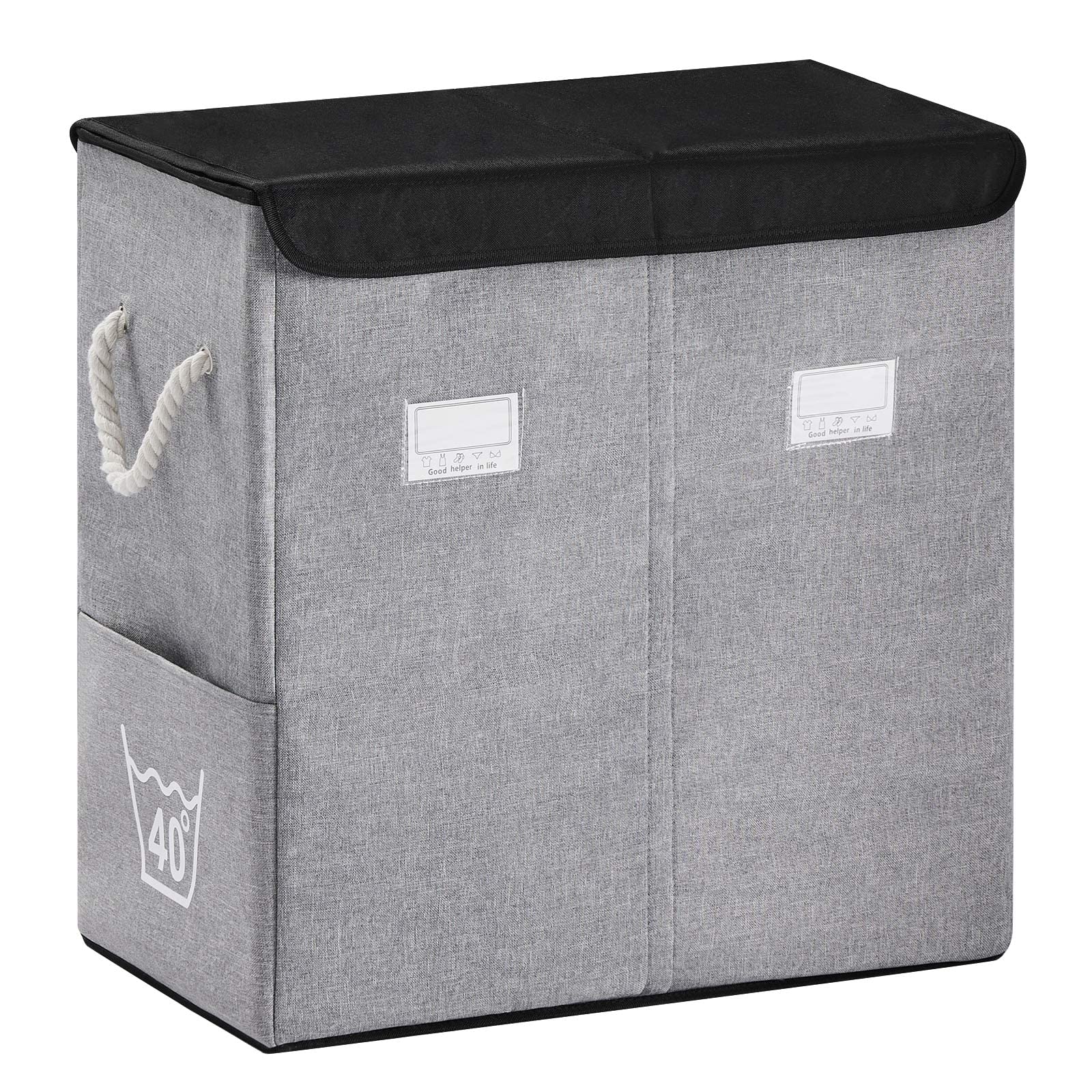 Fiona's magic Double Laundry Hamper with Lid and 2 Removable Liner Bags ...