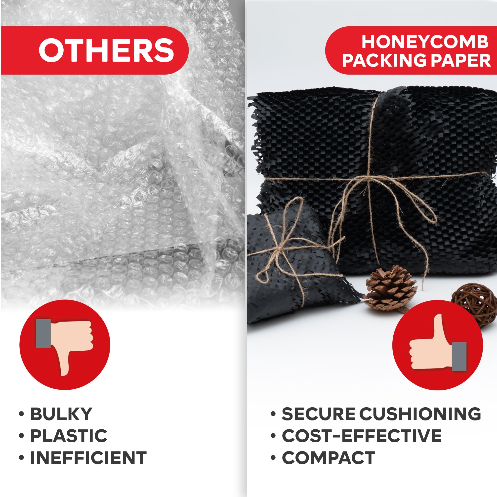 Snapklik.com : Black Honeycomb Packing Paper For Moving 12-Inch X 66 ...