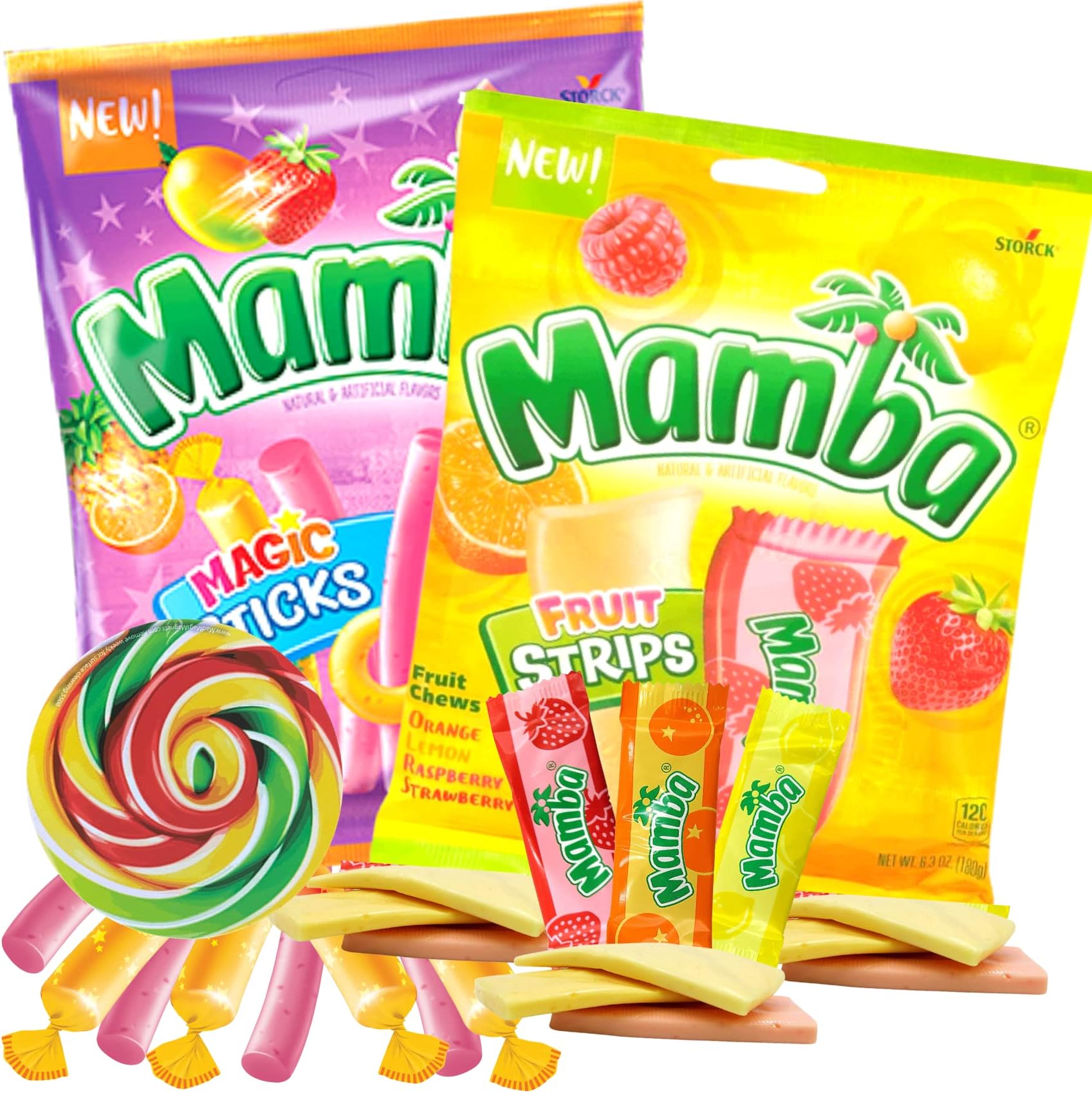 Amazon.com: Mamba Candy Strips and Fruit Chew Sticks, Individually ...