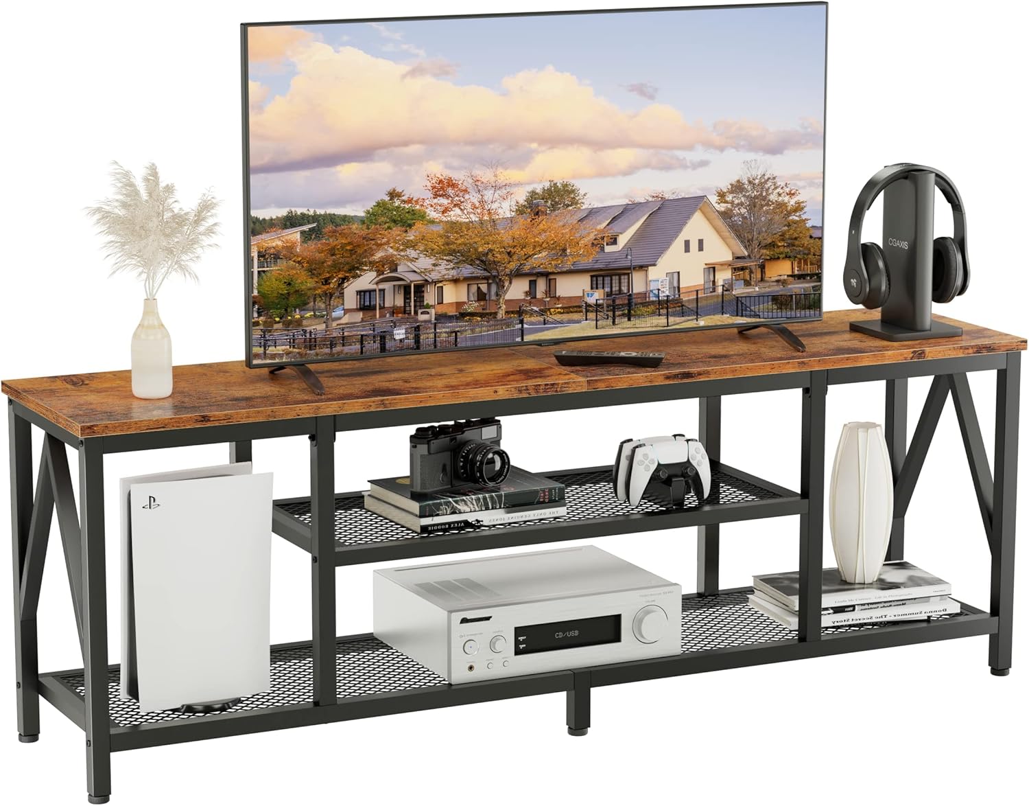 Amazon.com: Furologee TV Stand for 65 70 inch TV, Industrial ...