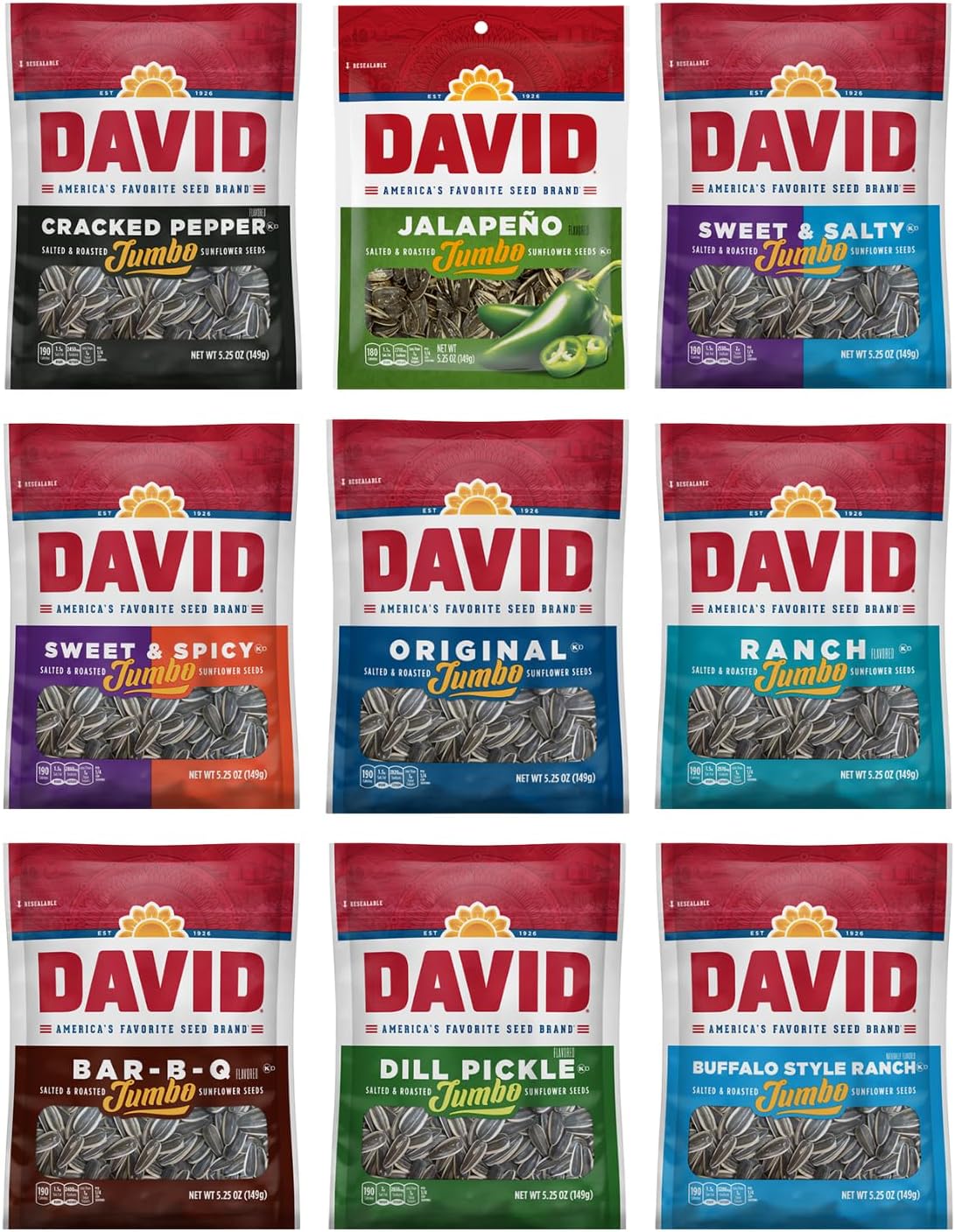 Amazon.com : David Seeds Original Sunflower Seeds, 1.75-ounce Bags(Pack ...