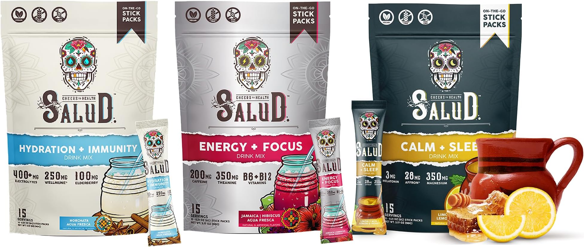 Amazon.com: Salud Variety 3-Pack | 2-in-1 Hydration + Immunity ...