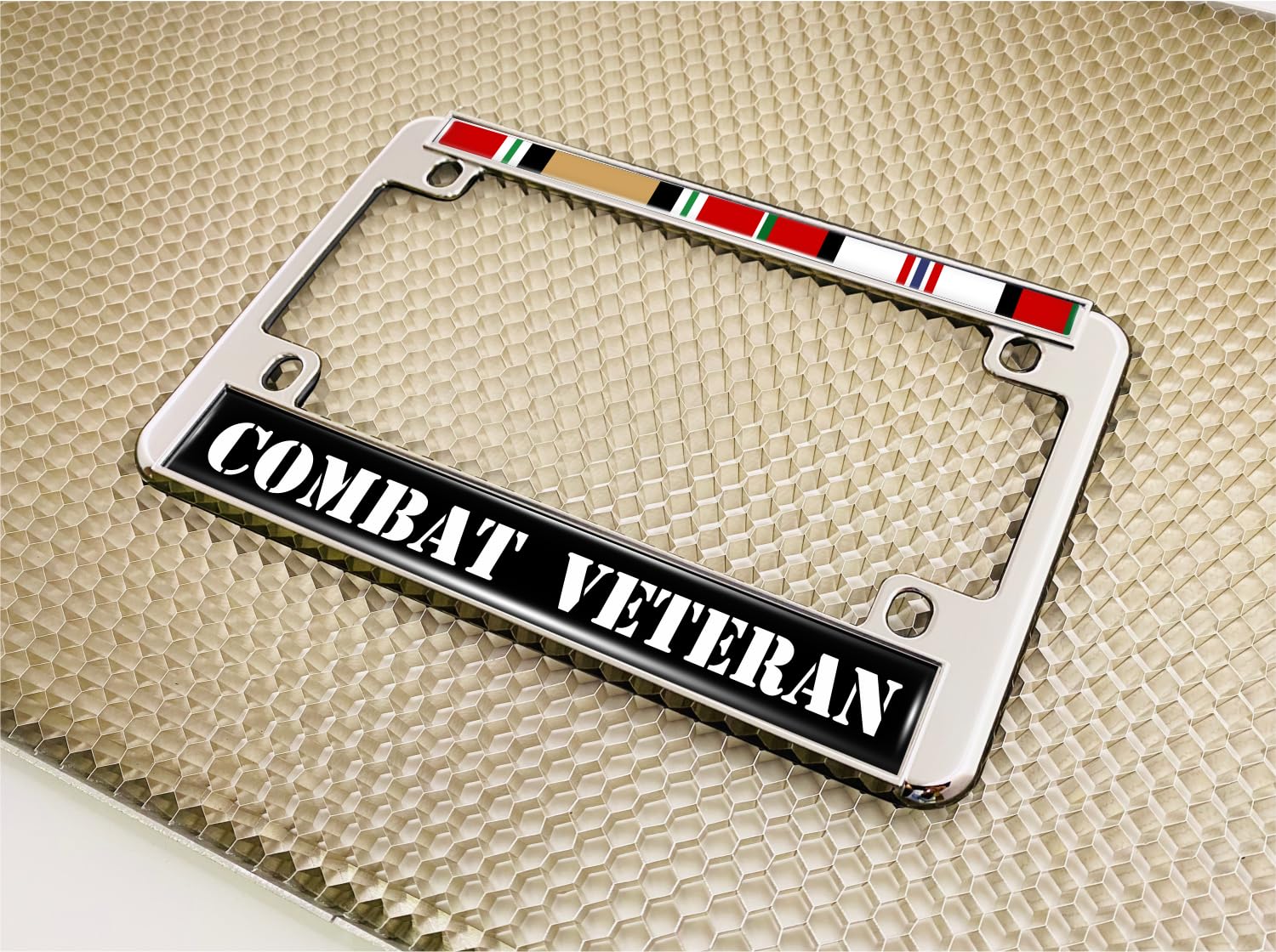 Motorcycle Metal License Plate Frame with Iraq Afghanistan Combat ...