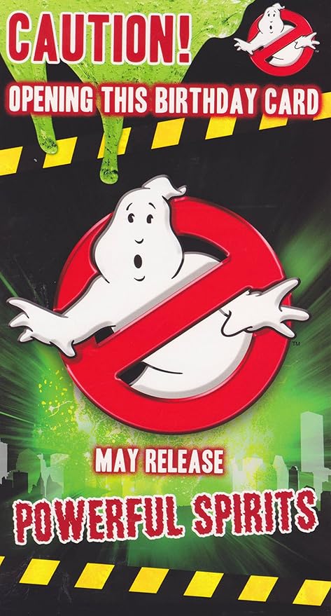 Ghostbusters Caution Powerful Sprits General Birthday Greeting Card ...