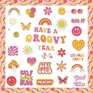 Amazon.com: JarThenaAMCS 100Pcs Retro Groovy Bulletin Board Decoration ...