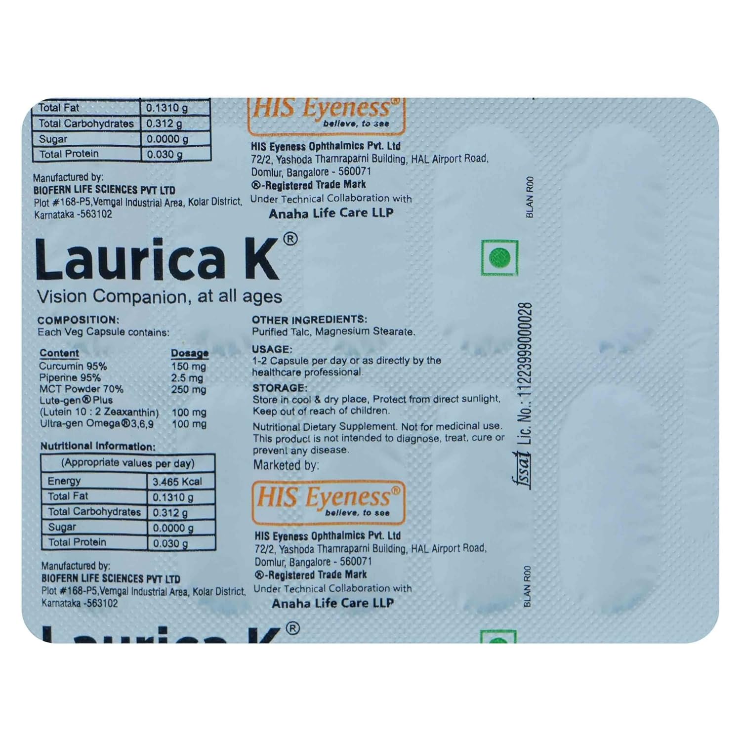 Laurica K Veg - Strip of 10 Capsules : Amazon.in: Health & Personal Care